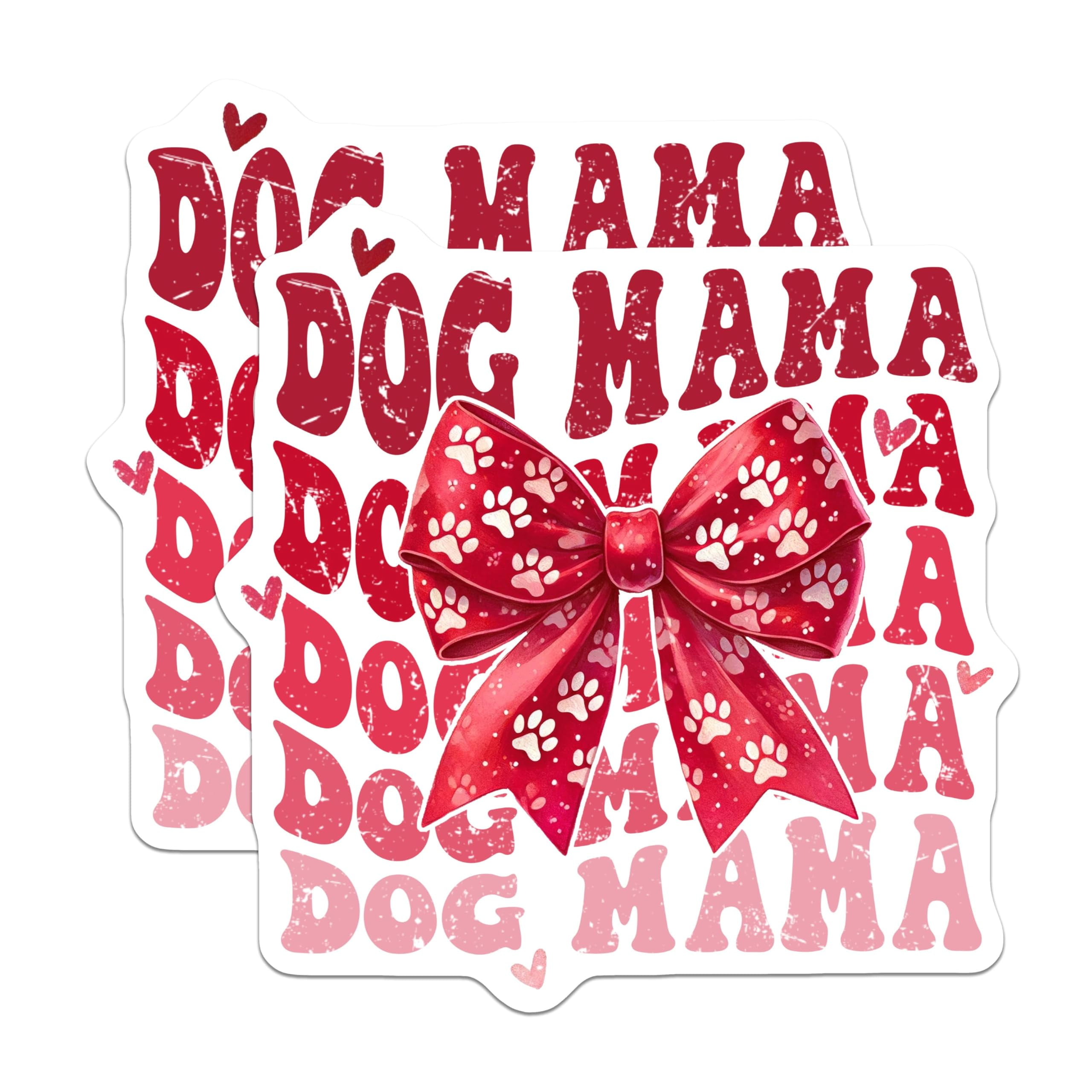 (2 Pack) Dog Mama Magnets - Cute Paw Print Bow Magnets - Dog Lover Home ...