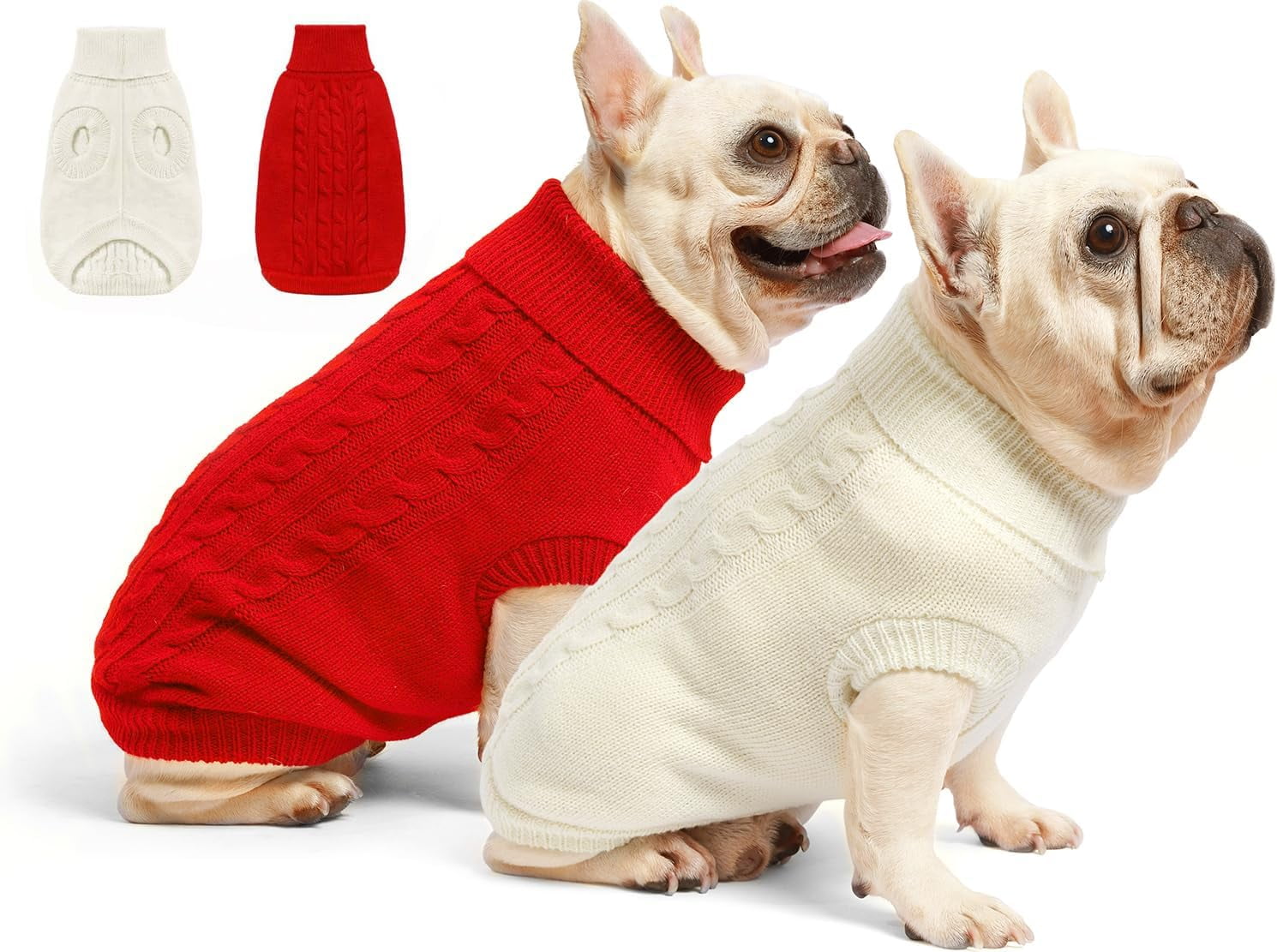 2 Pack Dog Sweaters for Small Dogs - Puppy Medium Warm Clothes in ...