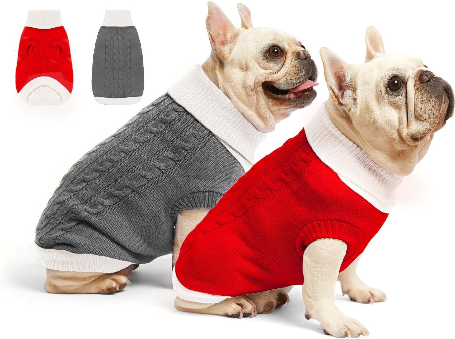 2 Pack Dog Sweaters for Small Dogs - Puppy Medium Warm Clothes in ...