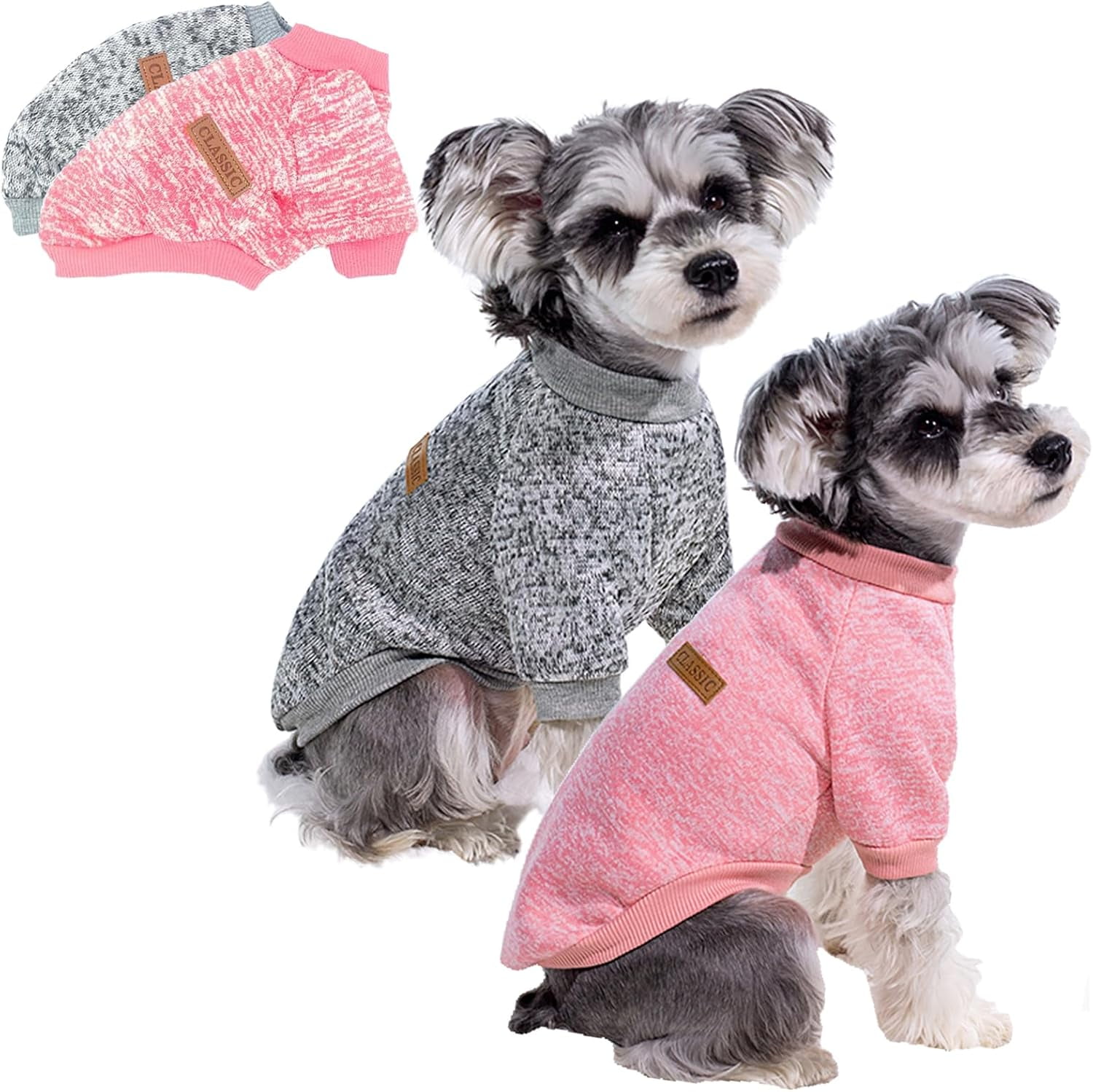 2 Pack Dog Sweaters for Small Dogs - Warm Winter Puppy Sweaters Cute ...
