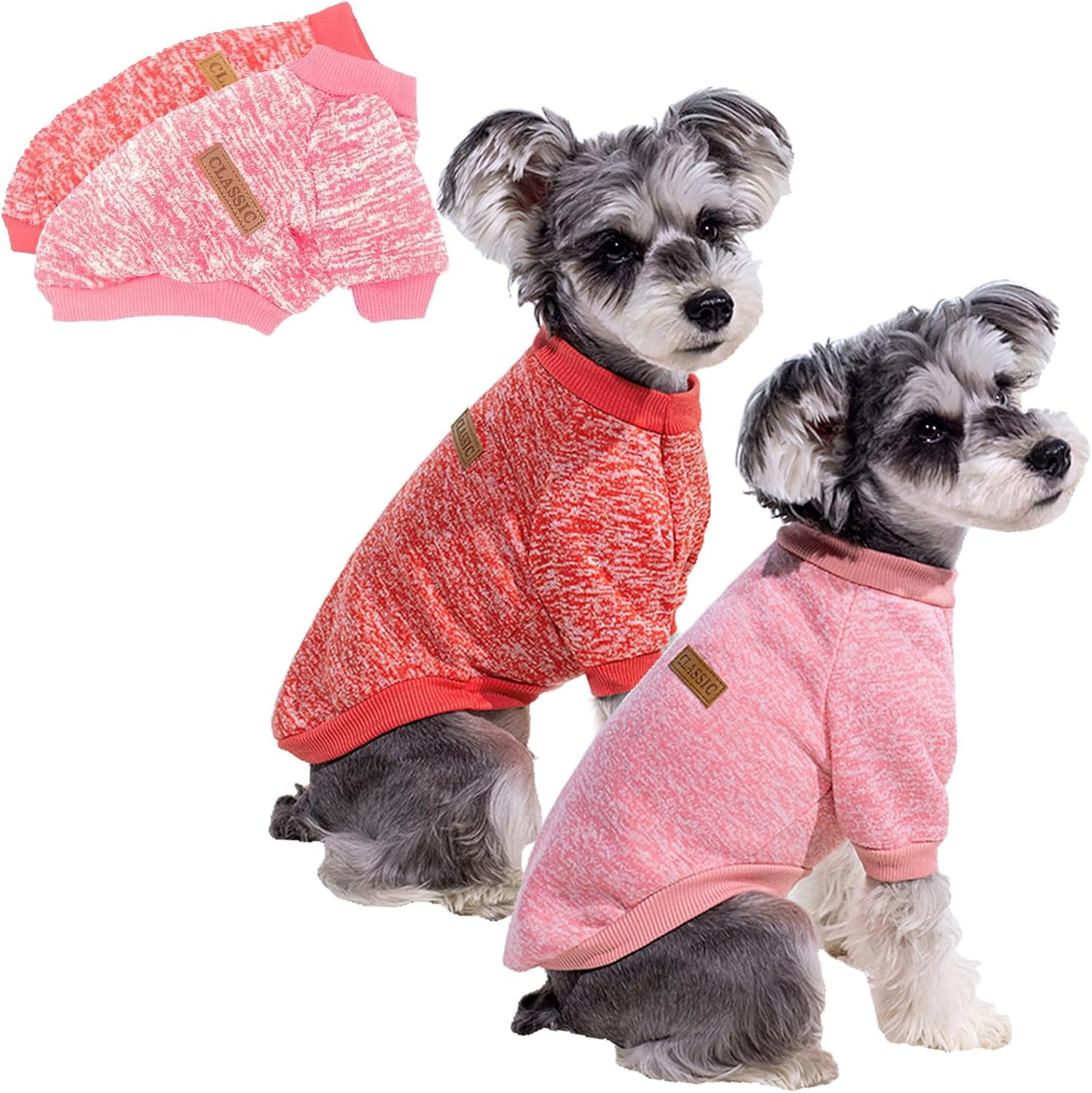 2 Pack Dog Sweaters for Small Dogs - Warm Winter Puppy Sweaters Cute ...
