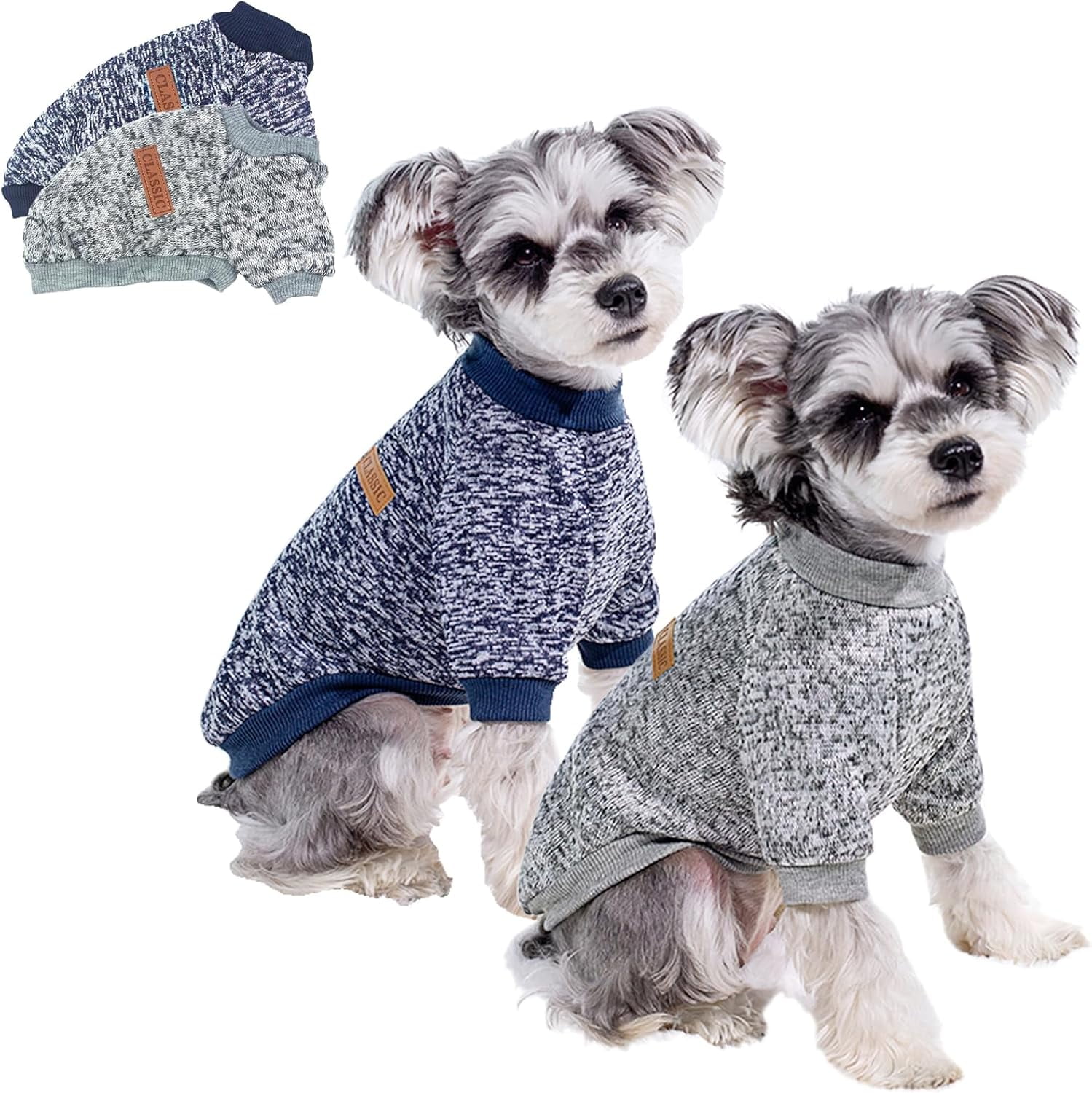 2 Pack Dog Sweaters for Small Dogs - Warm Winter Puppy Sweaters Cute ...