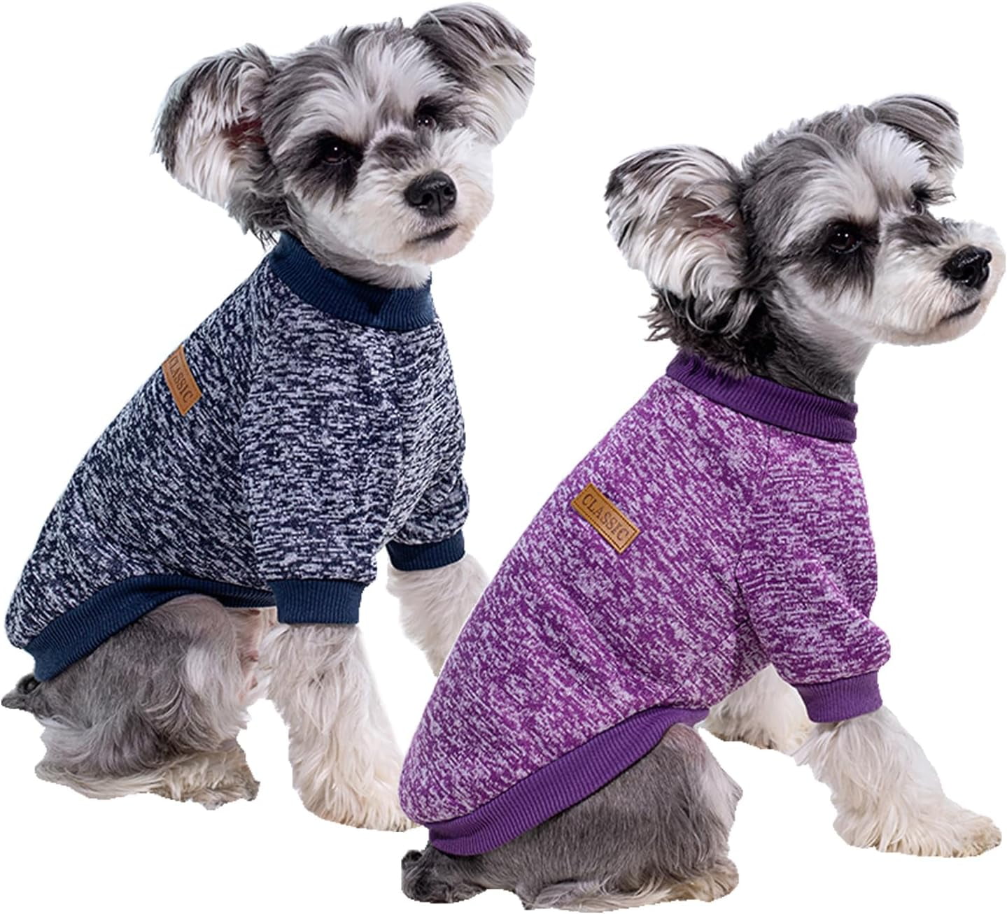 2 Pack Dog Sweaters for Small Dogs - Warm Winter Puppy Sweaters Cute ...