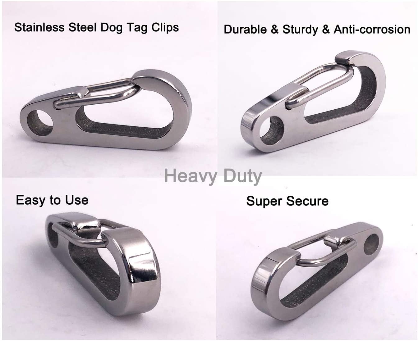 2 Pack Dog Tag Clips, Stainless Steel Heavy Duty Quick Clips Pet Id Tag ...
