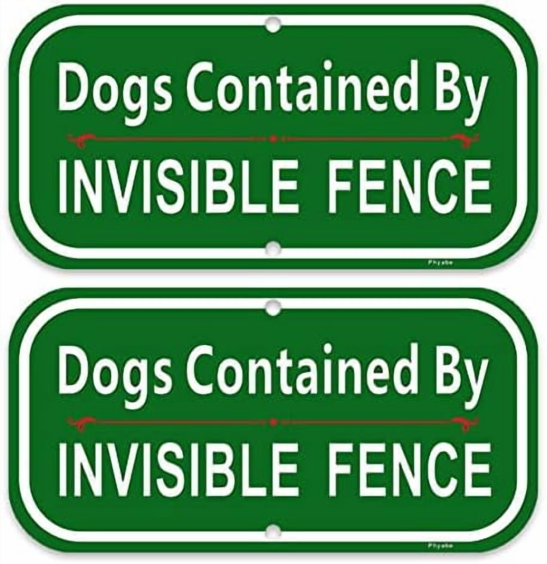 2 Pack Dogs Contained by Invisible Fence Sign, 12” x 6” Metal ...