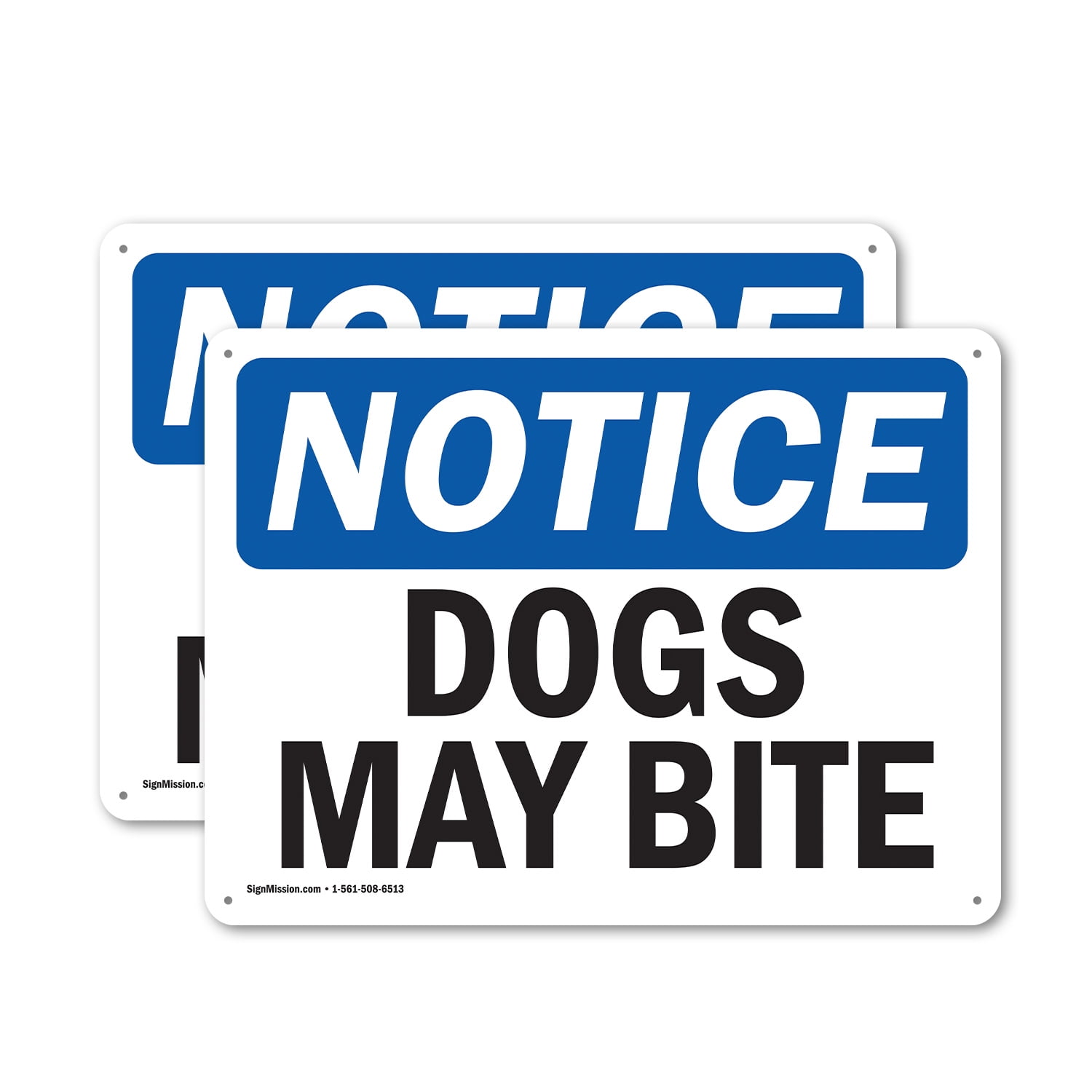(2 Pack) Dogs May Bite OSHA Notice Sign 18 Inch X 12 Inch Plastic Sign ...
