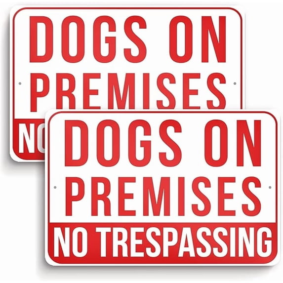 2 Pack Dogs On Premises No Trespassing Sign 12"x 8" Metal Aluminum ...