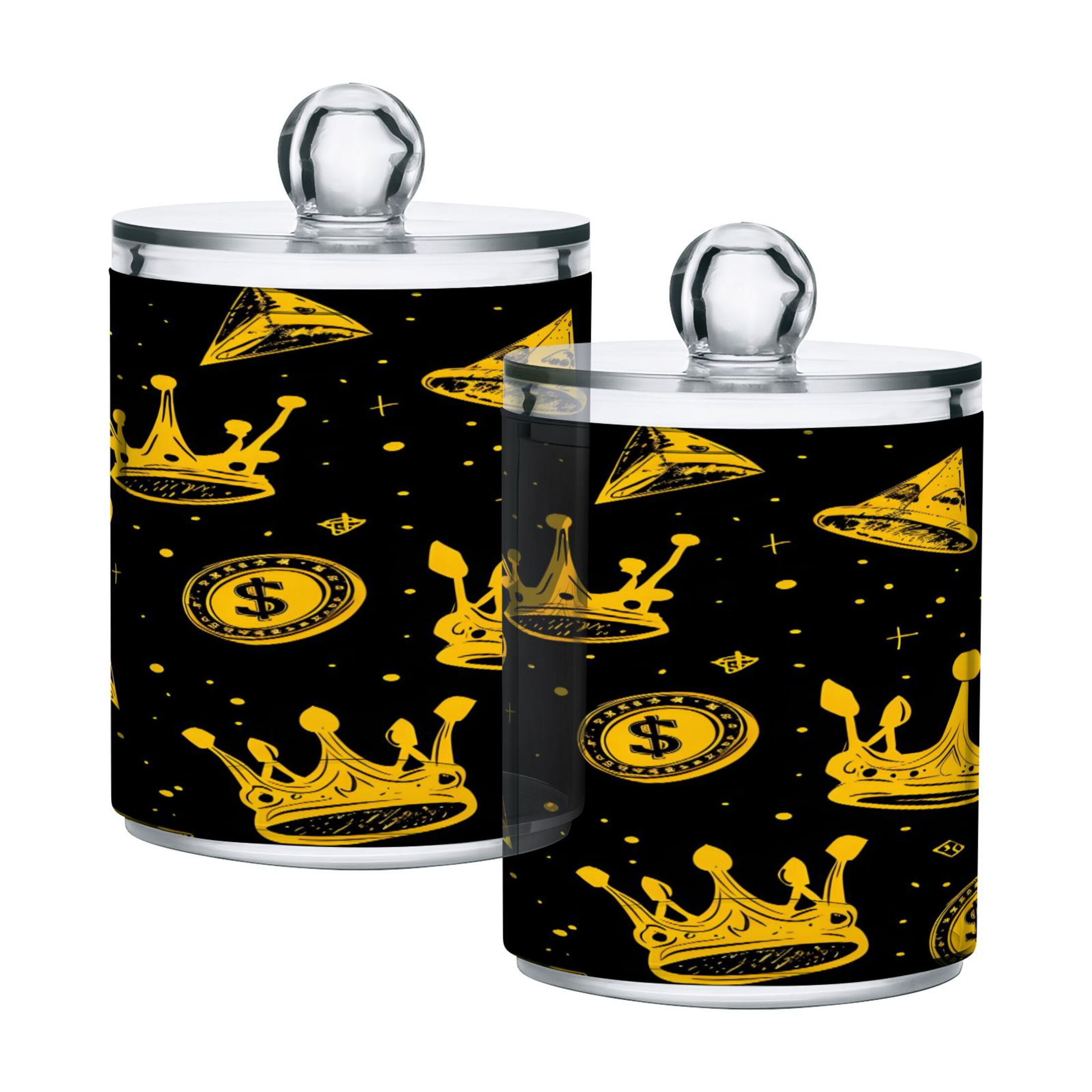 2 Pack Dollars Coin Crown Qtip Holder Dispenser Clear Plastic Storage ...