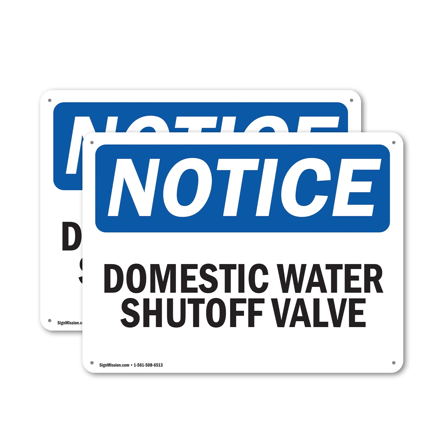 (2 Pack) Domestic Water Shutoff Valve OSHA Notice Sign 18 Inch X 12 ...