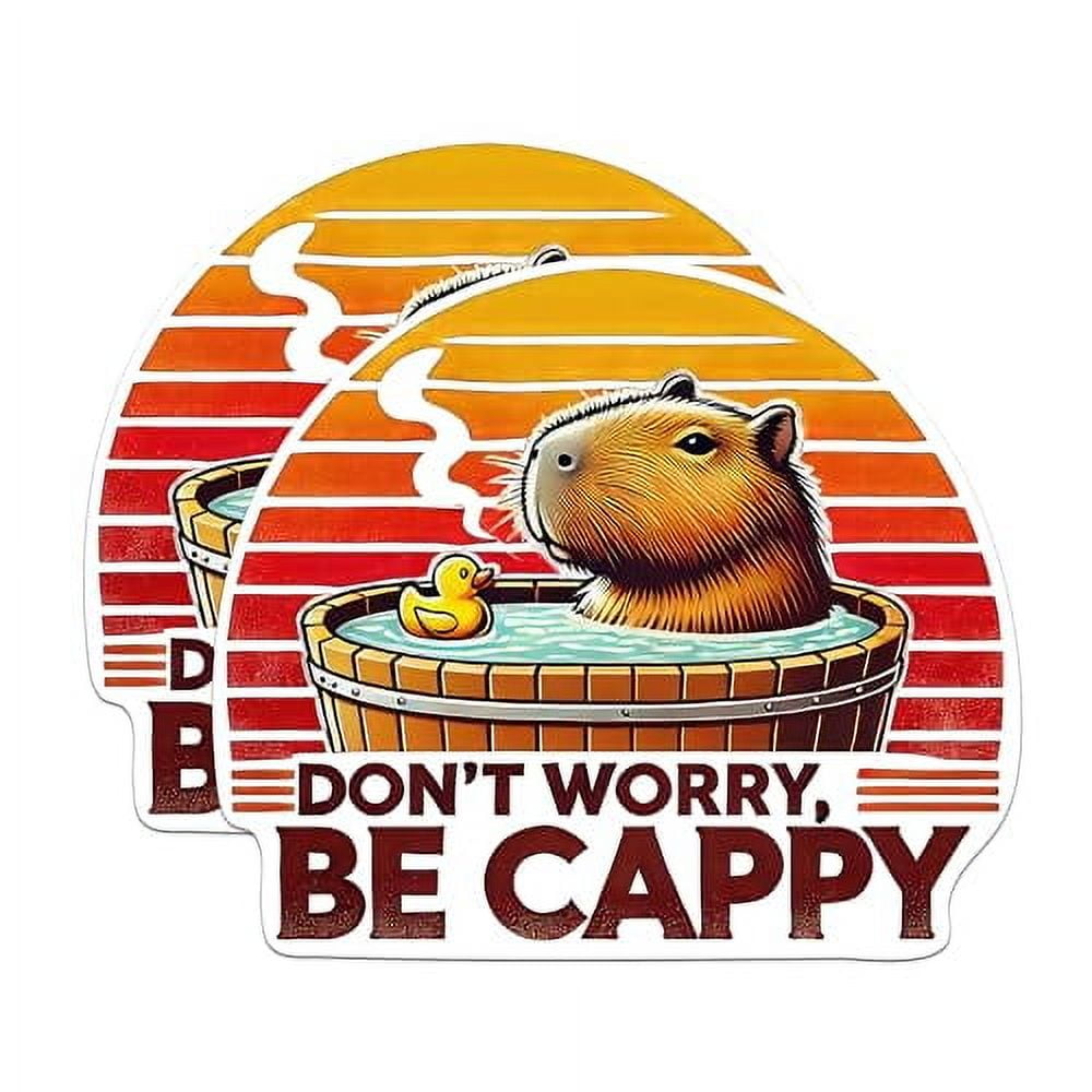 (2 Pack) Don't Worry, Be Cappy Magnets - Funny Capybara Magnet - 5 ...