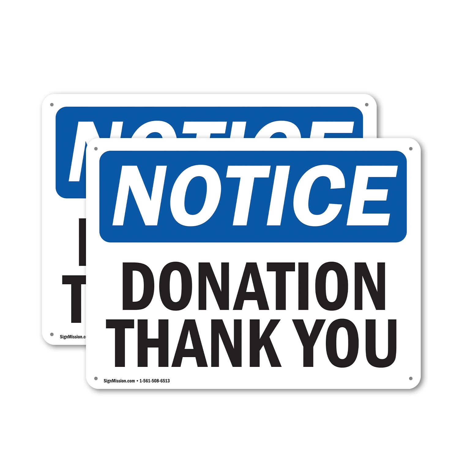 (2 Pack) Donation Thank You OSHA Notice Sign 10 Inch X 7 Inch Indoor ...