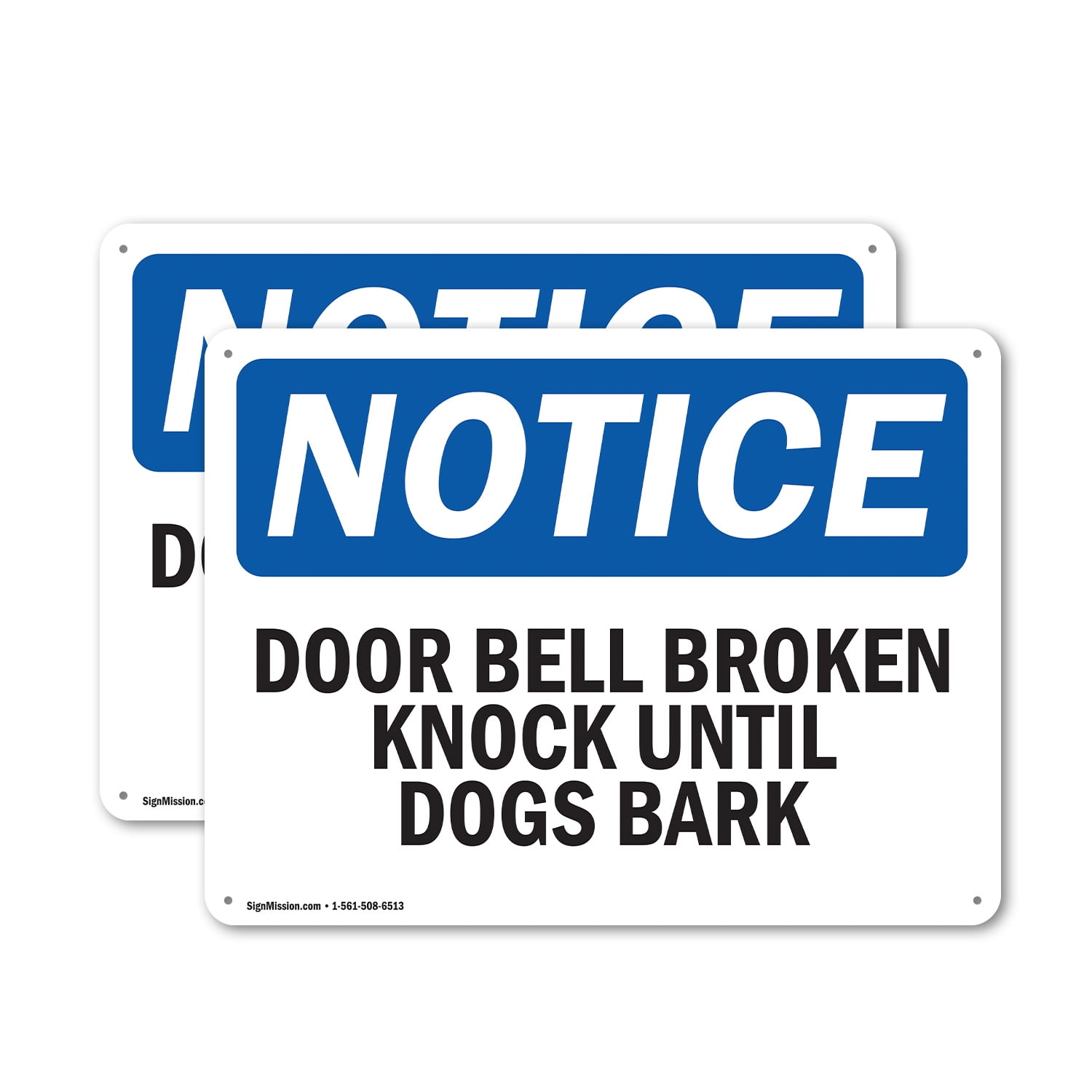 (2 Pack) Door Bell Broken Knock Until Dogs Bark OSHA Notice Sign 10 ...