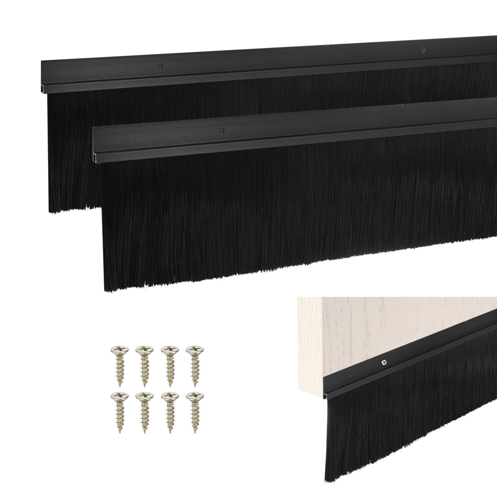 2-Pack Door Brush Bottom Sweep, 39" L x 4.9" W H-Shape Aluminum Alloy ...