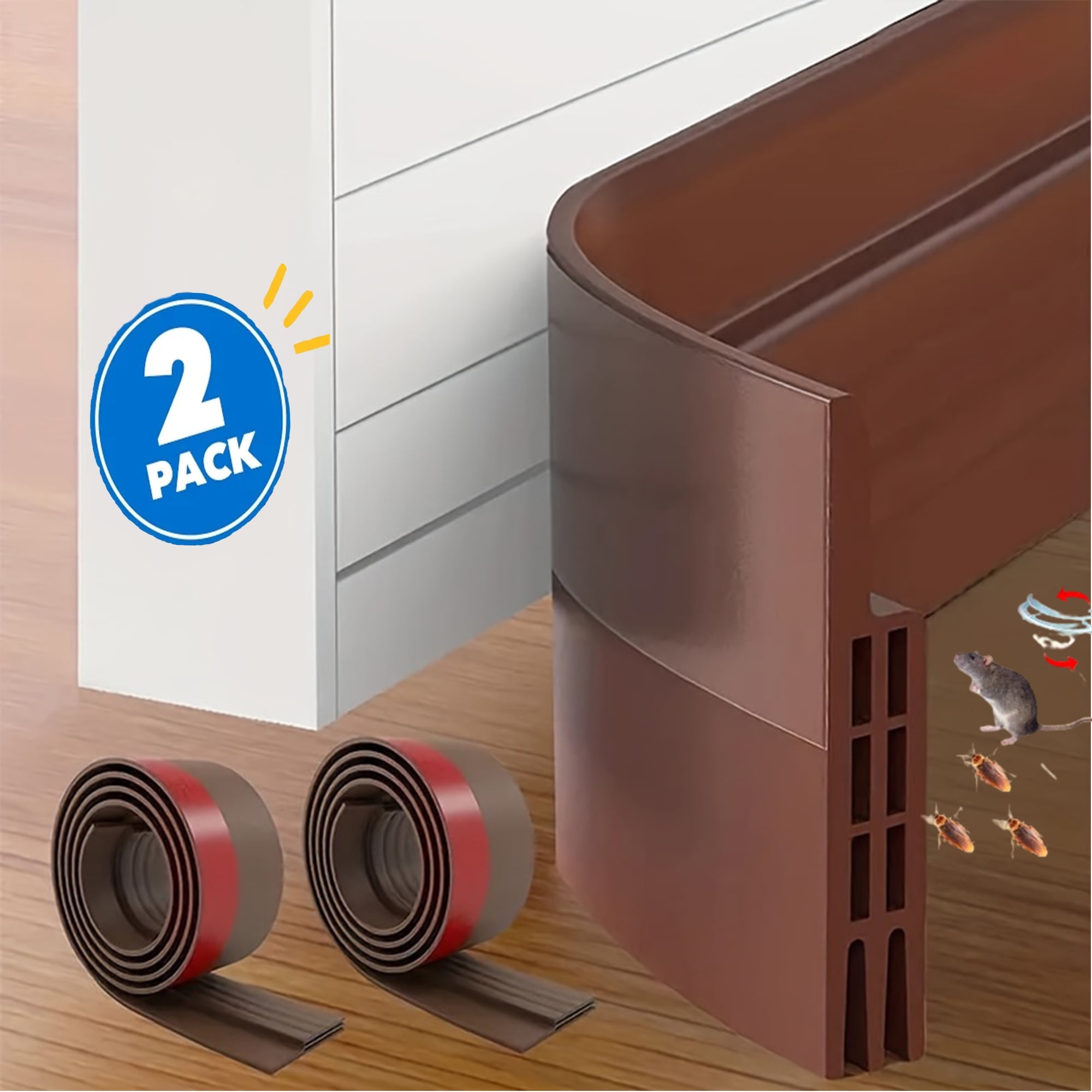 2 Pack Door Draft Stopper, 37 Inch Under Door Sweep Bottom Blocker with ...