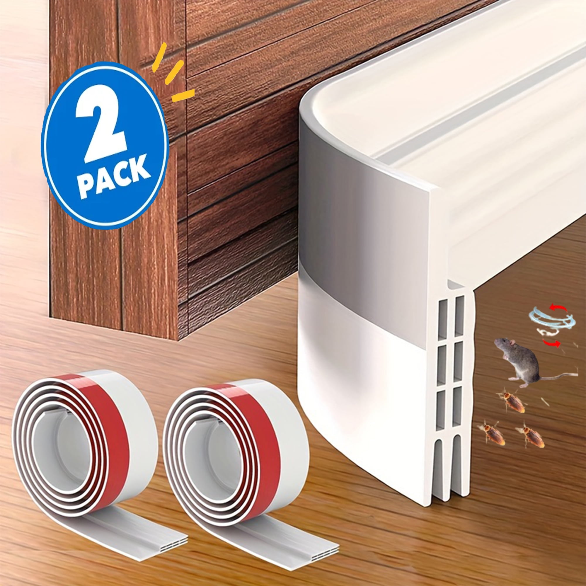 2 Pack Door Draft Stopper, 37 Inch Under Door Sweep Bottom Blocker with ...