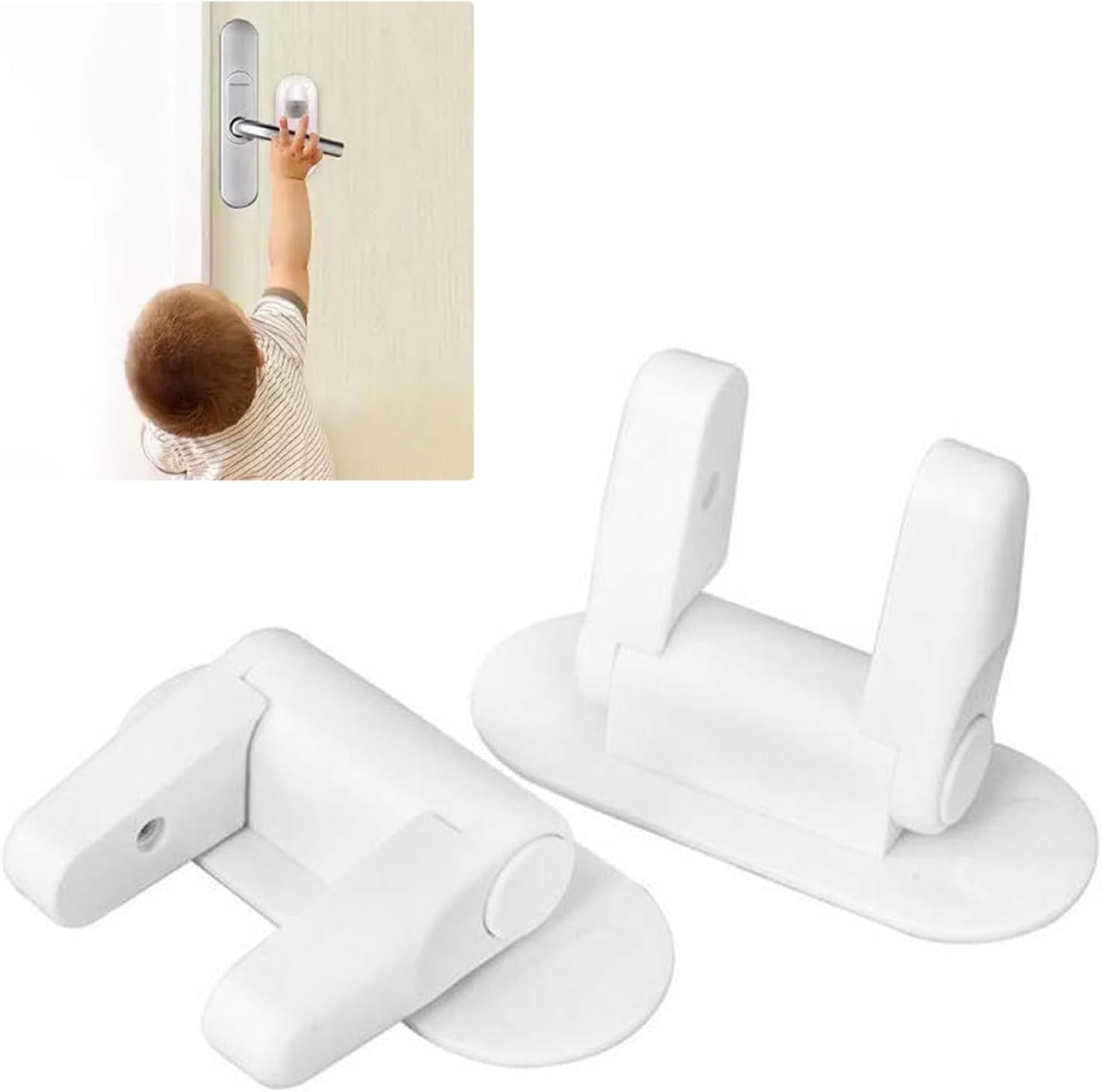 MOZEEDA 2 Pack Child Proof Door Lever Lock, Multipurpose Adjustable ...