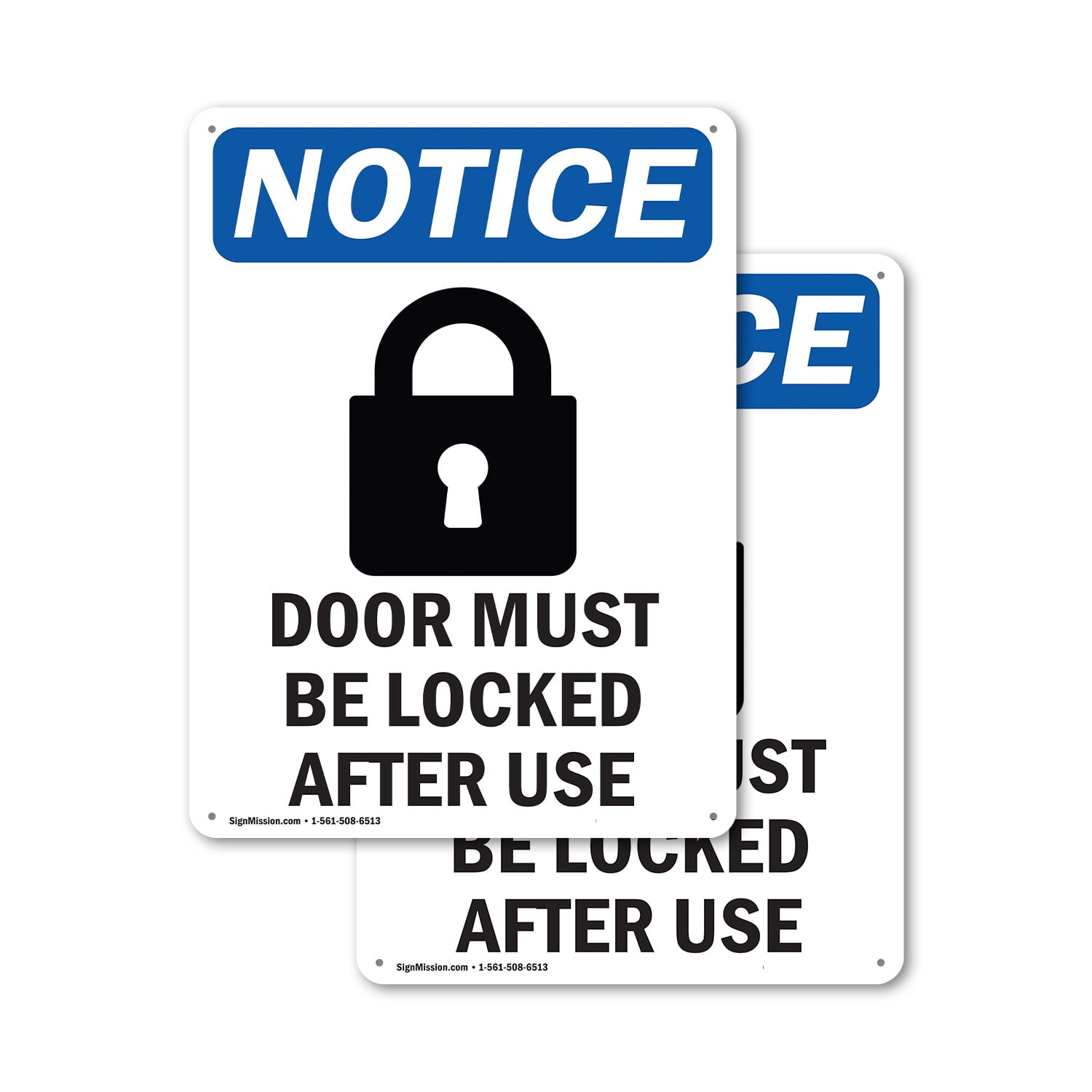 (2 Pack) Door Must Be Locked OSHA Notice Sign 12 Inch X 18 Inch Indoor ...