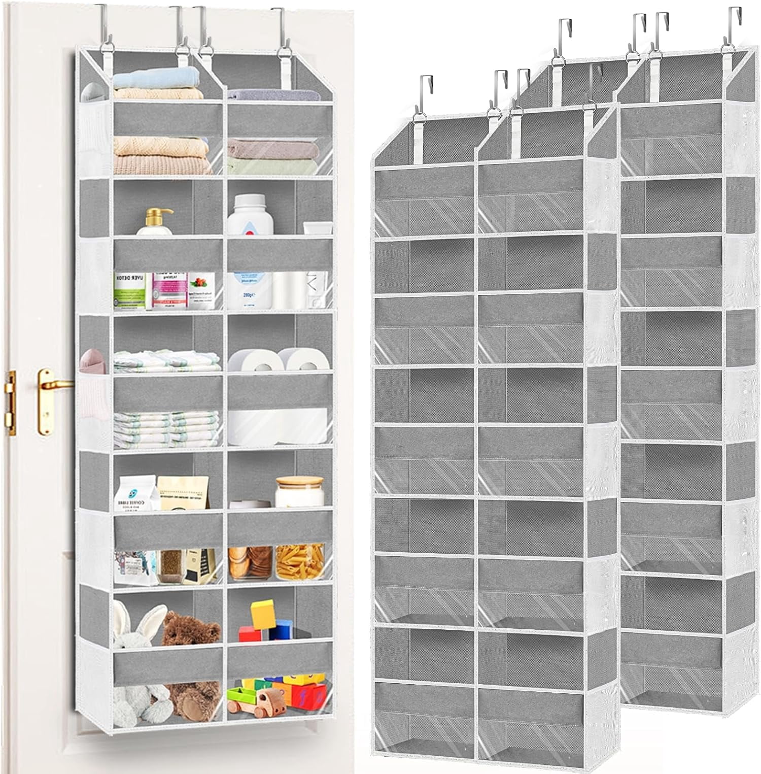 2 Pack Over The Door Organizer 5 Tiers, Behind Door Storage of 10 ...