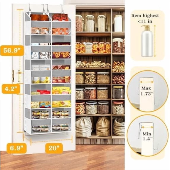 2 Pack Over The Door Organizer 5 Tiers, Extra Large Behind Door Storage ...