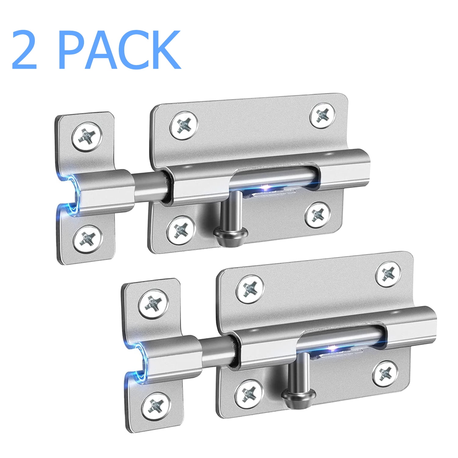 2 Pack Door Securtiy Slide Latch Gate Lock, Stainless Steel Sliding ...