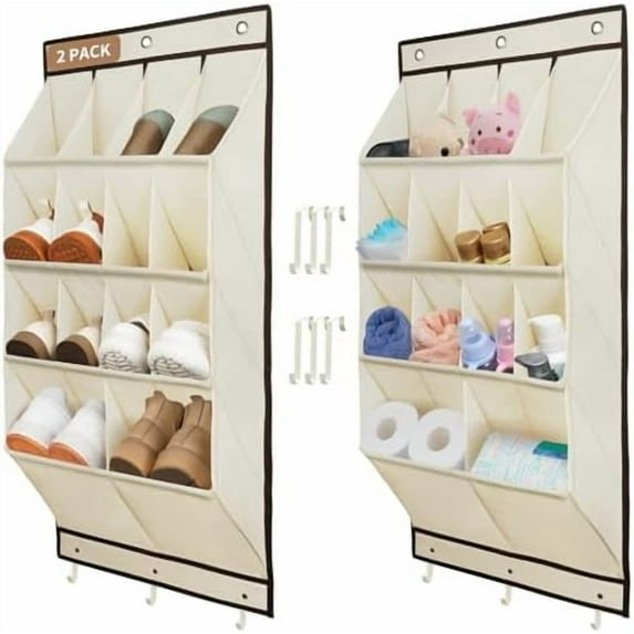 2 Pack Over the Door Shoe Organizer, Hanging Shoe Organizer, 28 Large ...