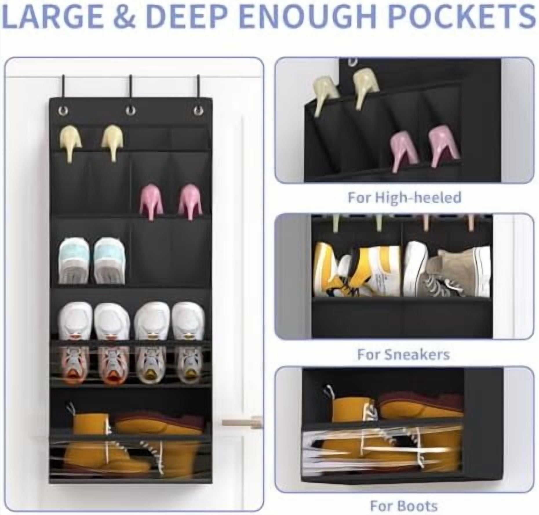 2 Pack Over the Door Shoe Organizer, Hanging Shoe Organizers with Large ...
