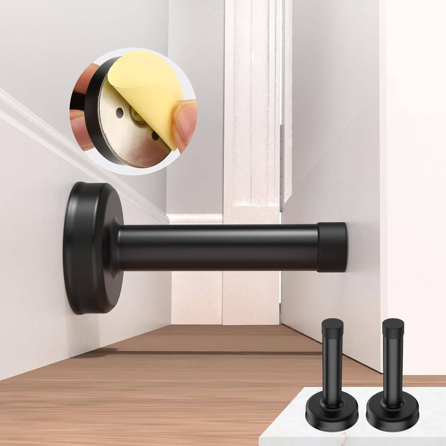 2 Pack Door Stops, 304 Stainless Steel Door Stoppers, Easy Installation ...