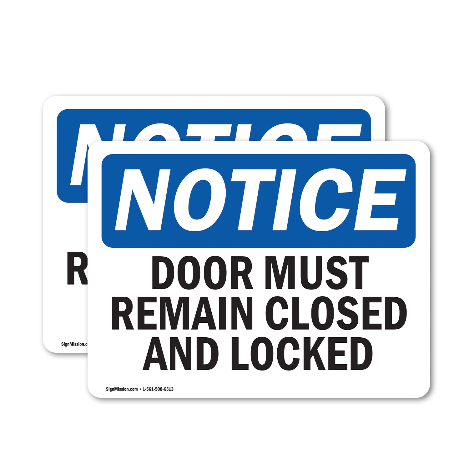 (2 Pack) Doors Must Remain Closed And Locked OSHA Notice Sign 10 Inch X ...