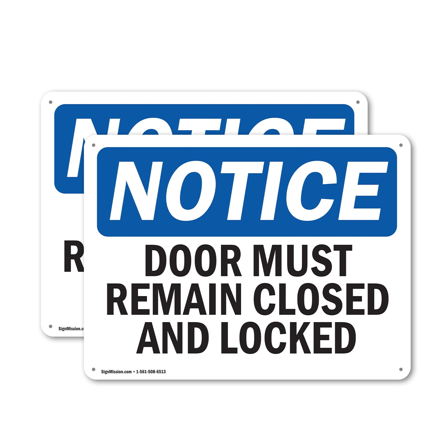 (2 Pack) Doors Must Remain Closed And Locked OSHA Notice Sign 14 Inch X ...