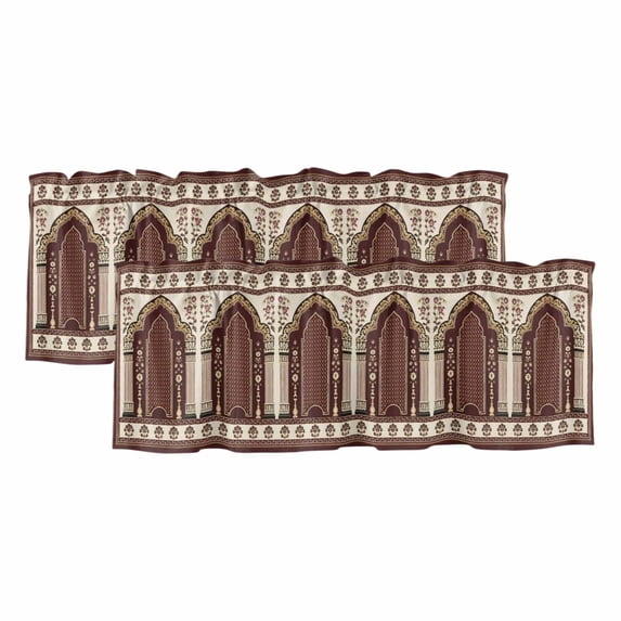2 Pack Double Arches Valance for Window Vintage Traditional Gold Black ...