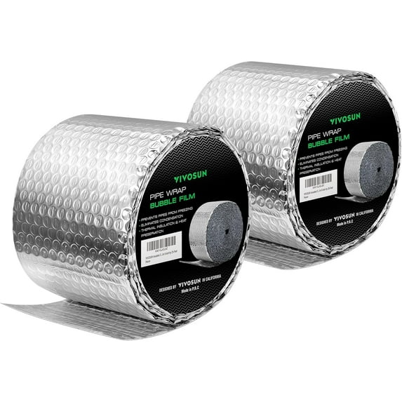2-Pack Double Bubble Foil Insulation Roll, 6" x 25 ft Reflective HVAC ...