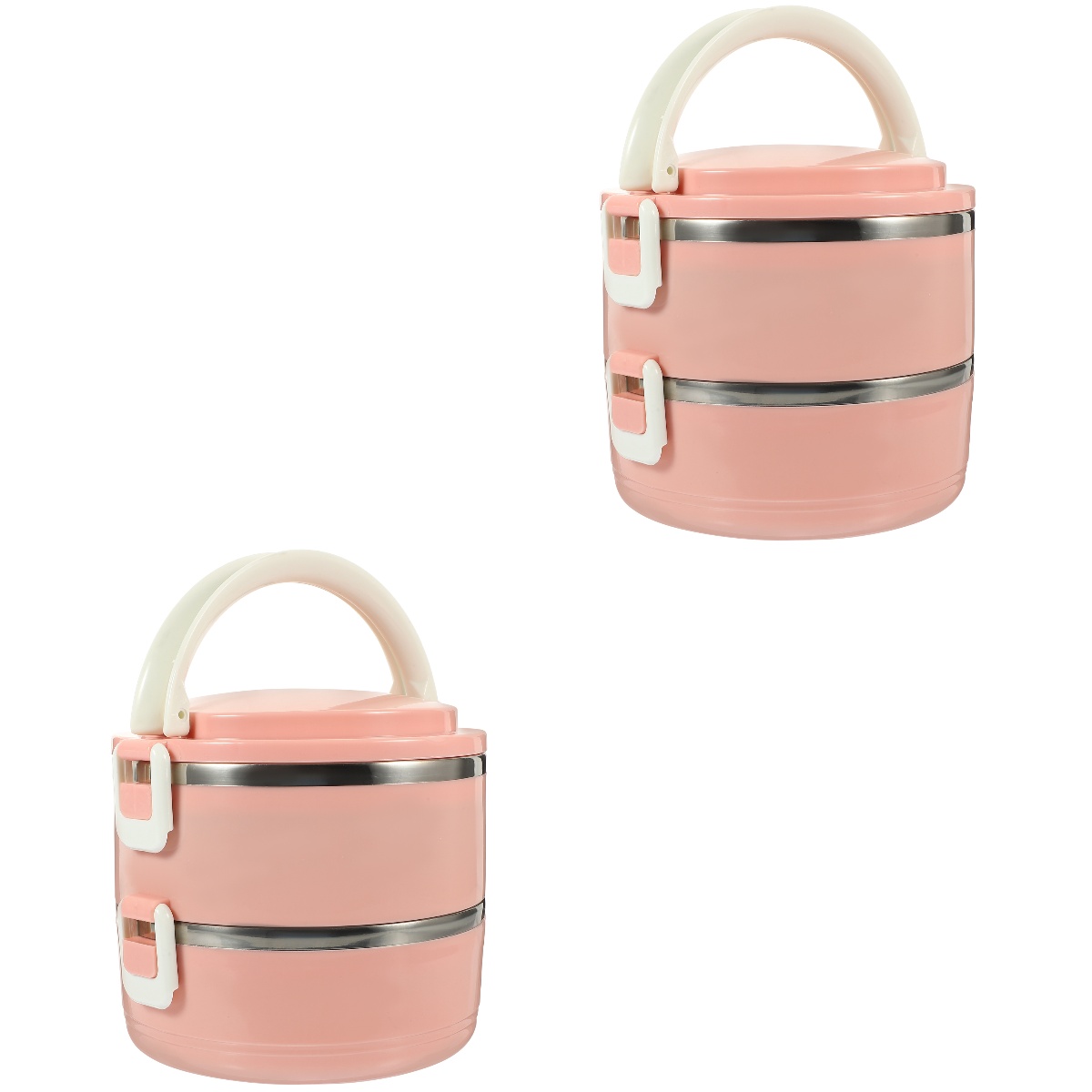 2 Pack Double Layer Insulated Lunch Box Metal Container with Lid Travel ...