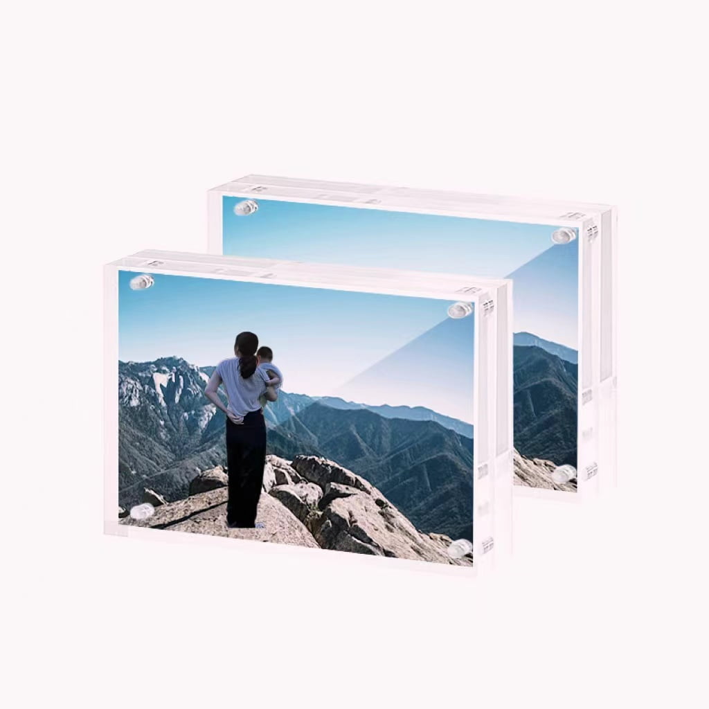 2 Pack Double Sided Magnetic Picture Display Acrylic Photo Frames ...