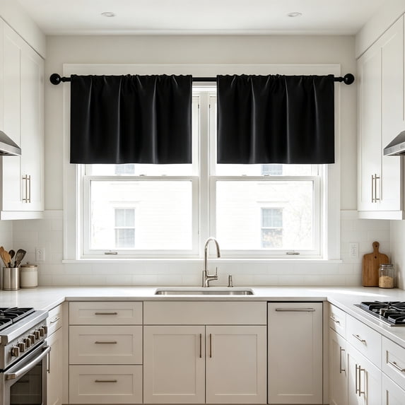 2 Pack Double Sided Rod Pocket Small Curtain, Window Valance for ...