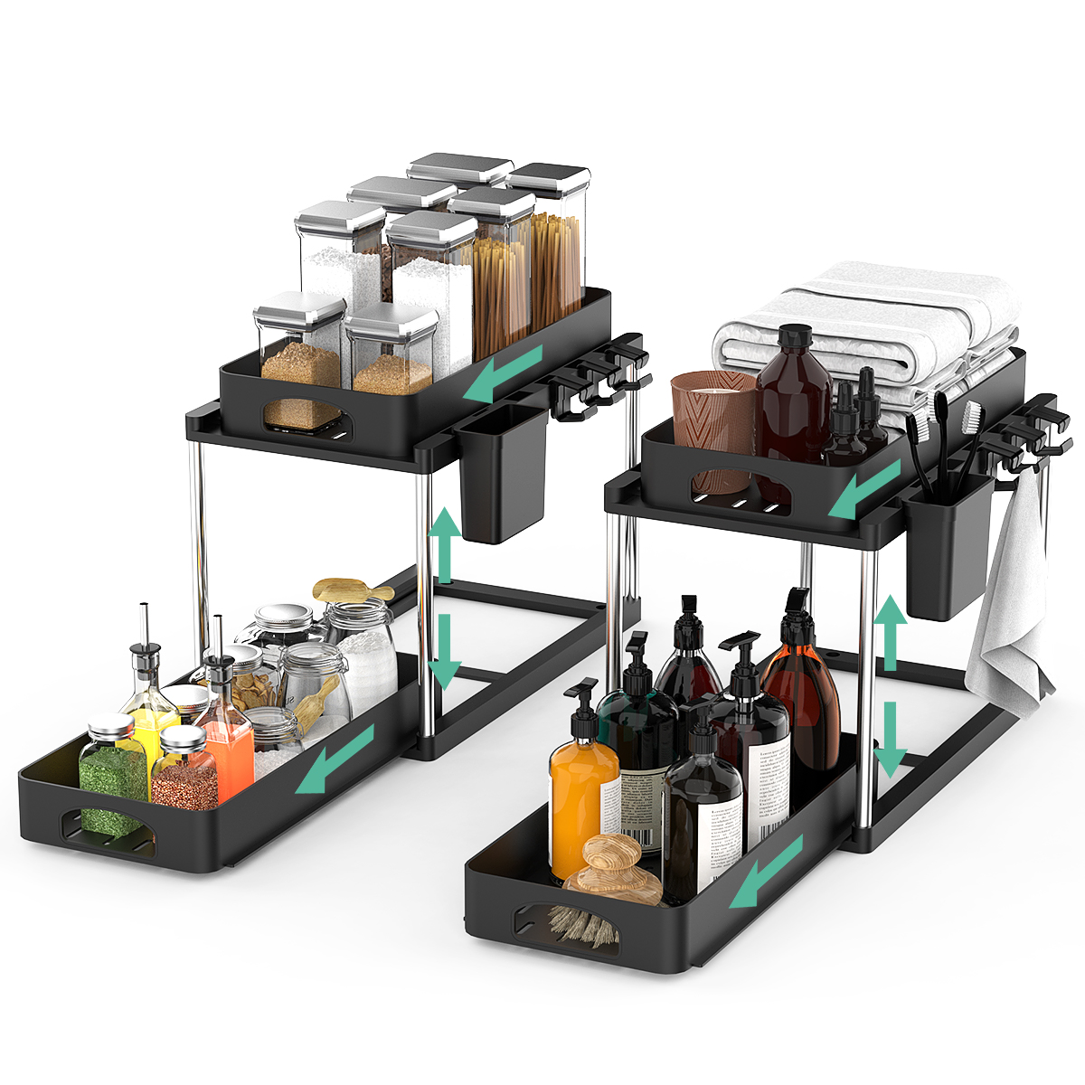 Expandable Storage Shelf- Adjustable Kitchen Cabinet, Pantry Shelves ...