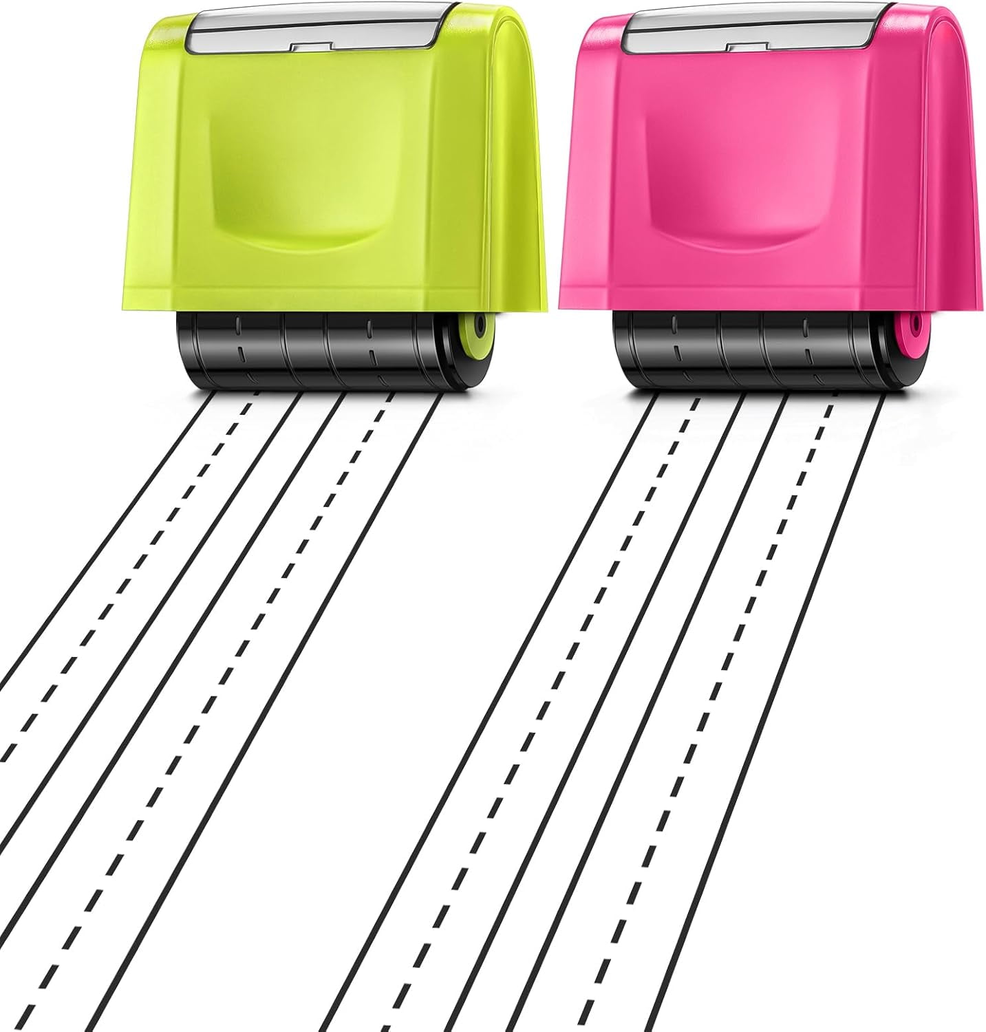 2 Pack Double Stack Dashed Line Roller Stamp Self Inking Rolling Stamp ...