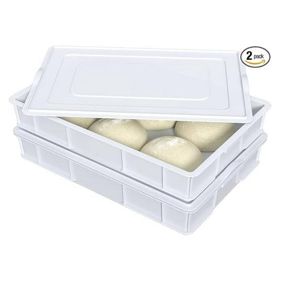 2-Pack Dough Proofing Box Tray with 2 Lids, Stackable Pizza Proofing ...