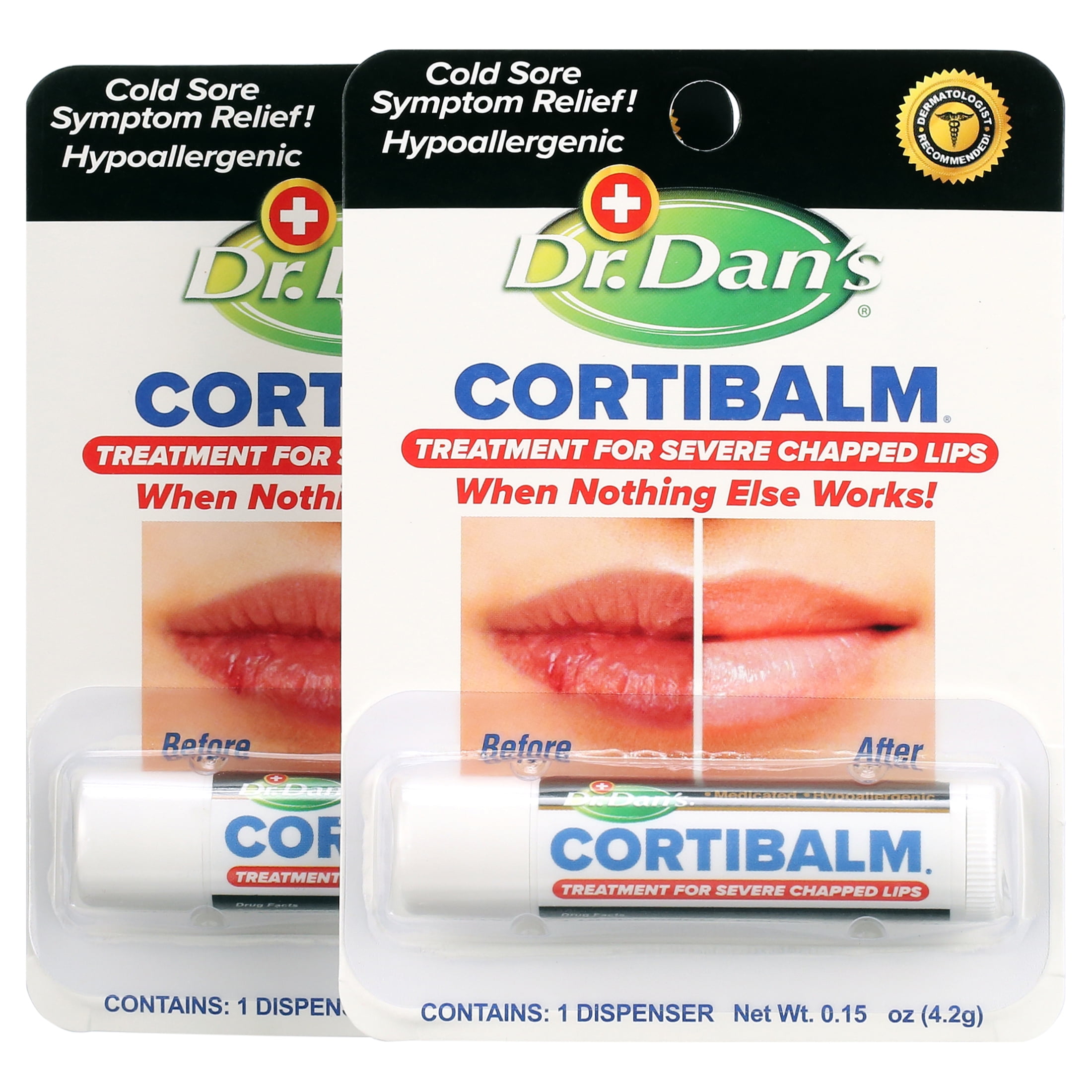 2 Pack - Dr. Dan's CORTIBALM - For Chapped Lips & Inflammation, 1% ...