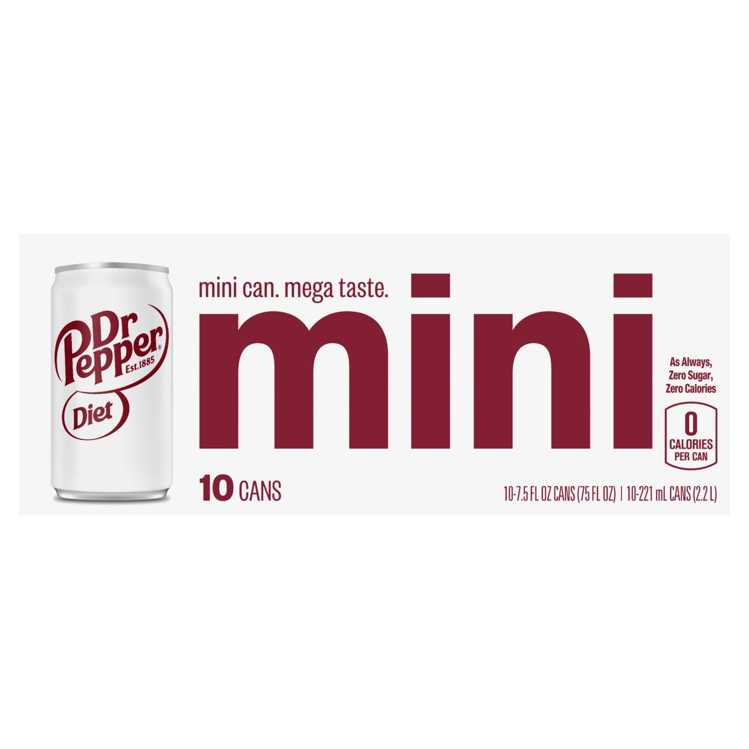 2 Pack - Dr Pepper Soda Diet Mini Cans Box - 10-7.5 Fl. Oz. Package May ...