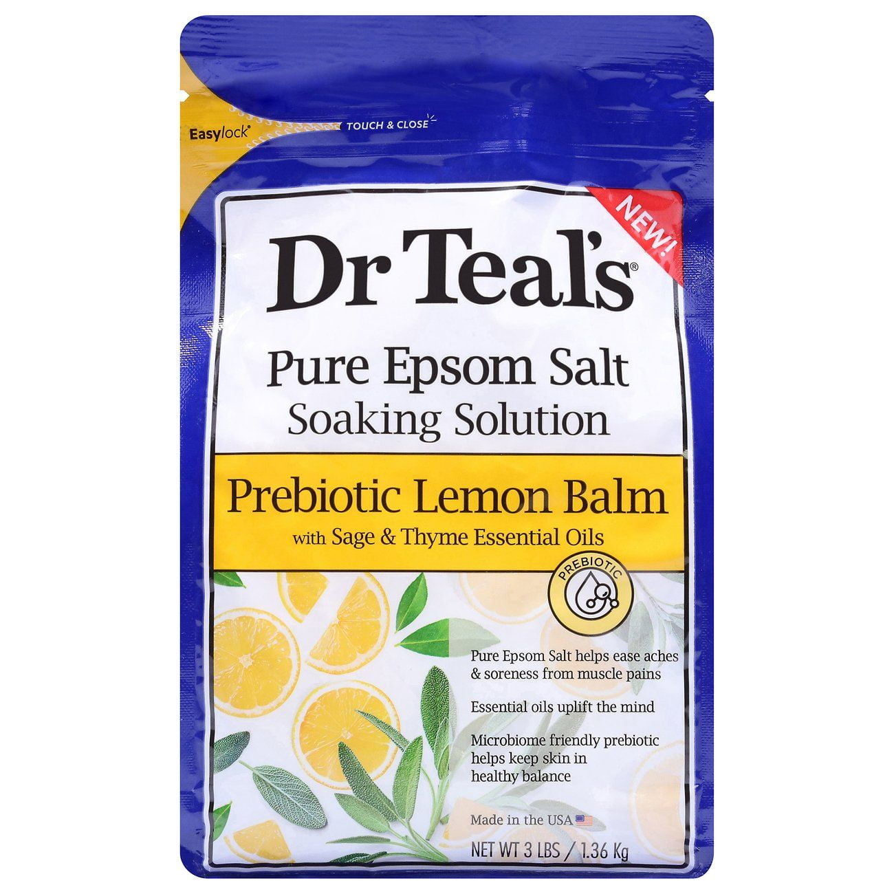 2 Pack - Dr Teal's Pure Epsom Salt - Prebiotic Lemon Balm - 3 lbs ...