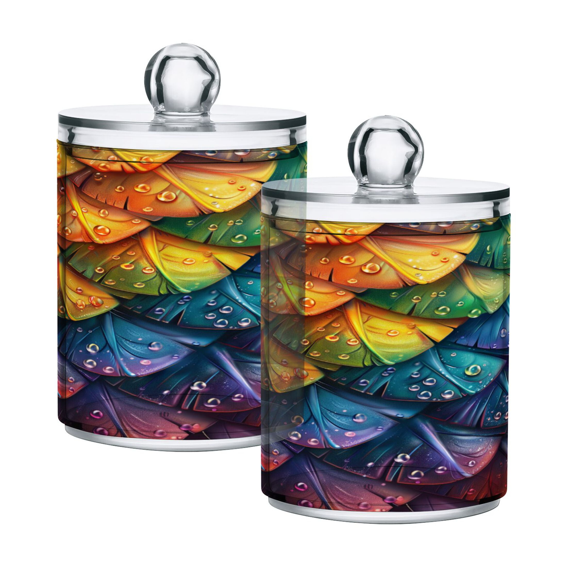 2 Pack Dragon Scales and Water Droplets Qtip Holder Dispenser Clear ...