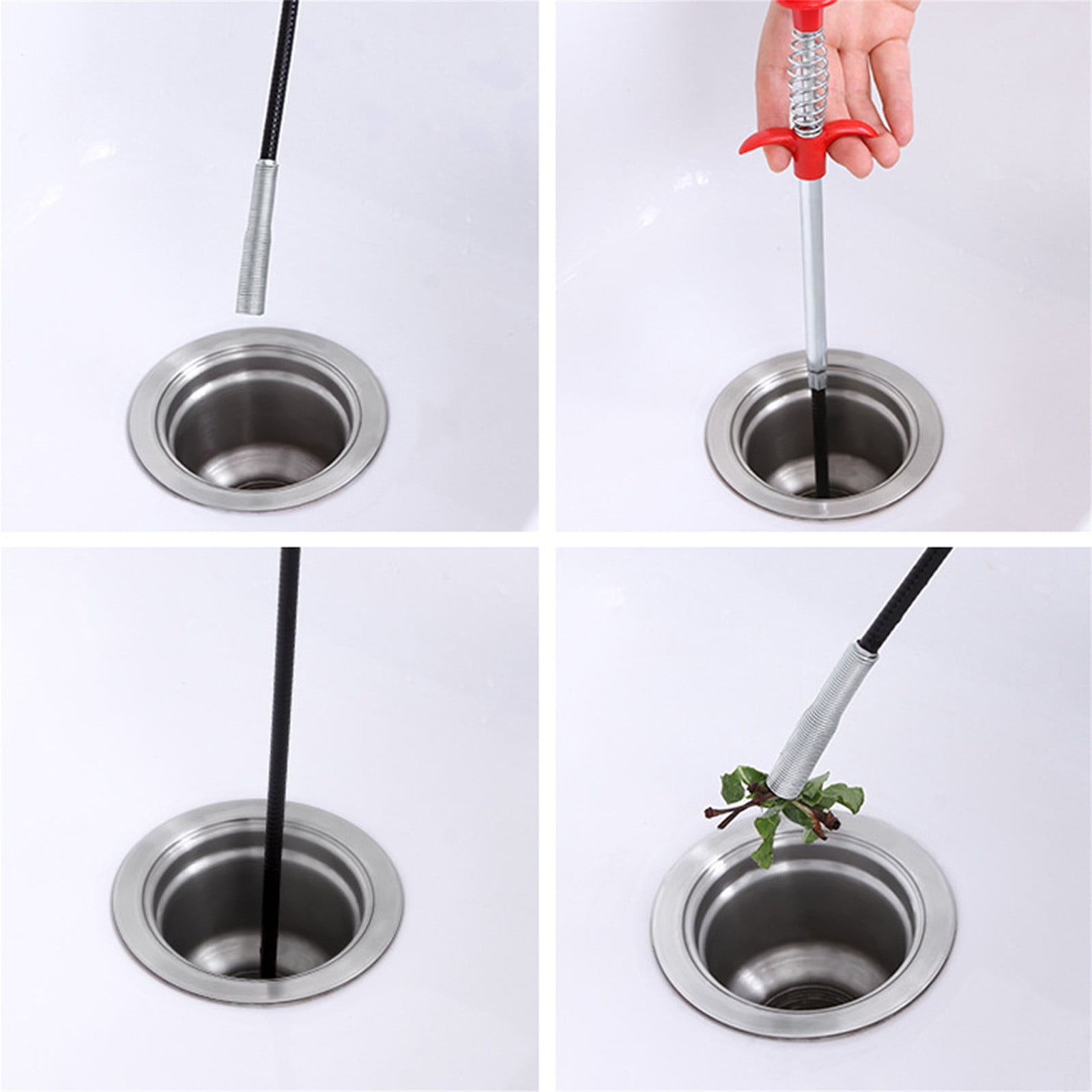2 Pack Drain Auger with Claw 23.6in Metal Sewer Snake Drain Unclogger ...
