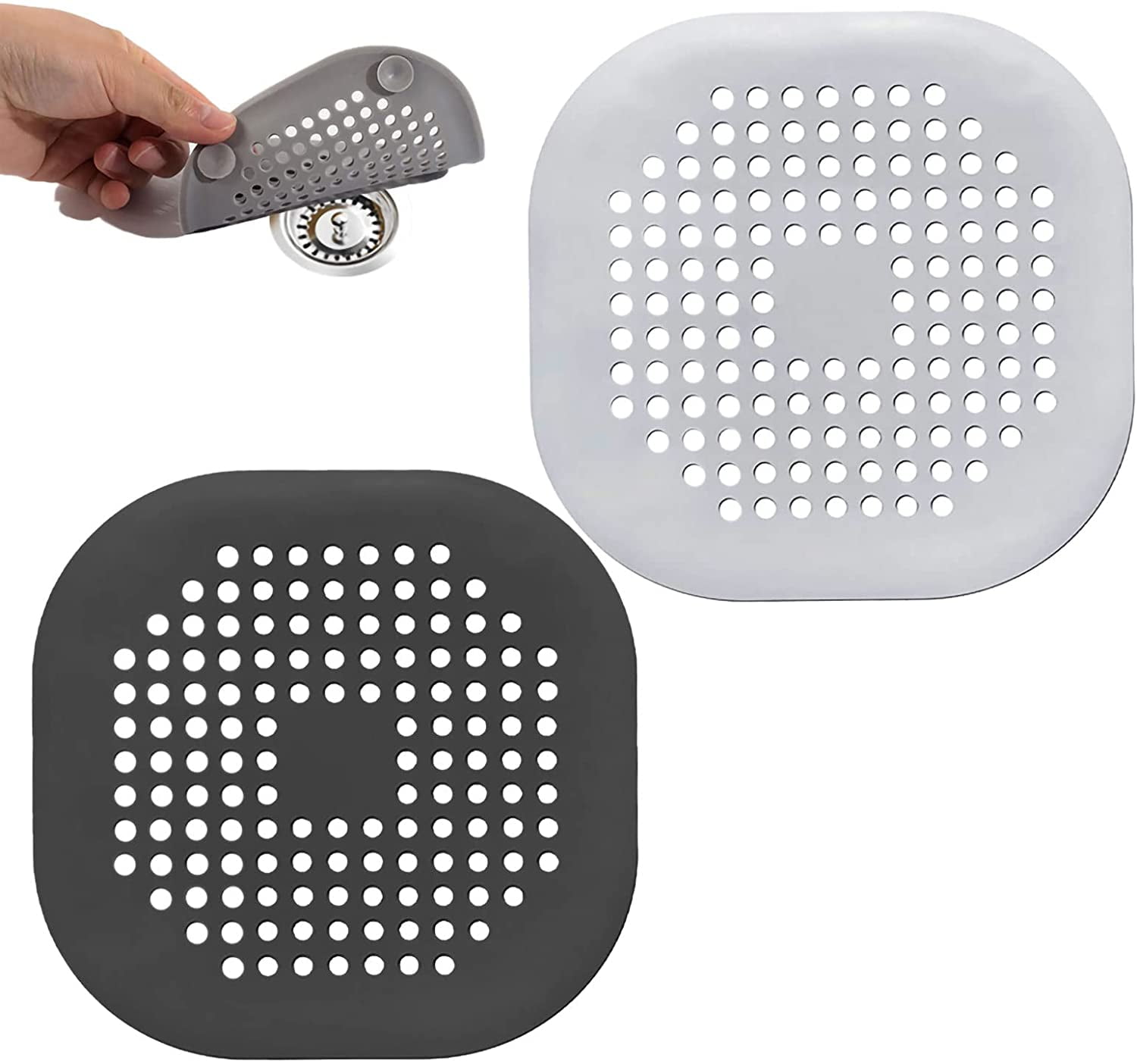 2 Pack Drain Hair Catcher-Durable Silicone Shower Drain Hair Catcher ...