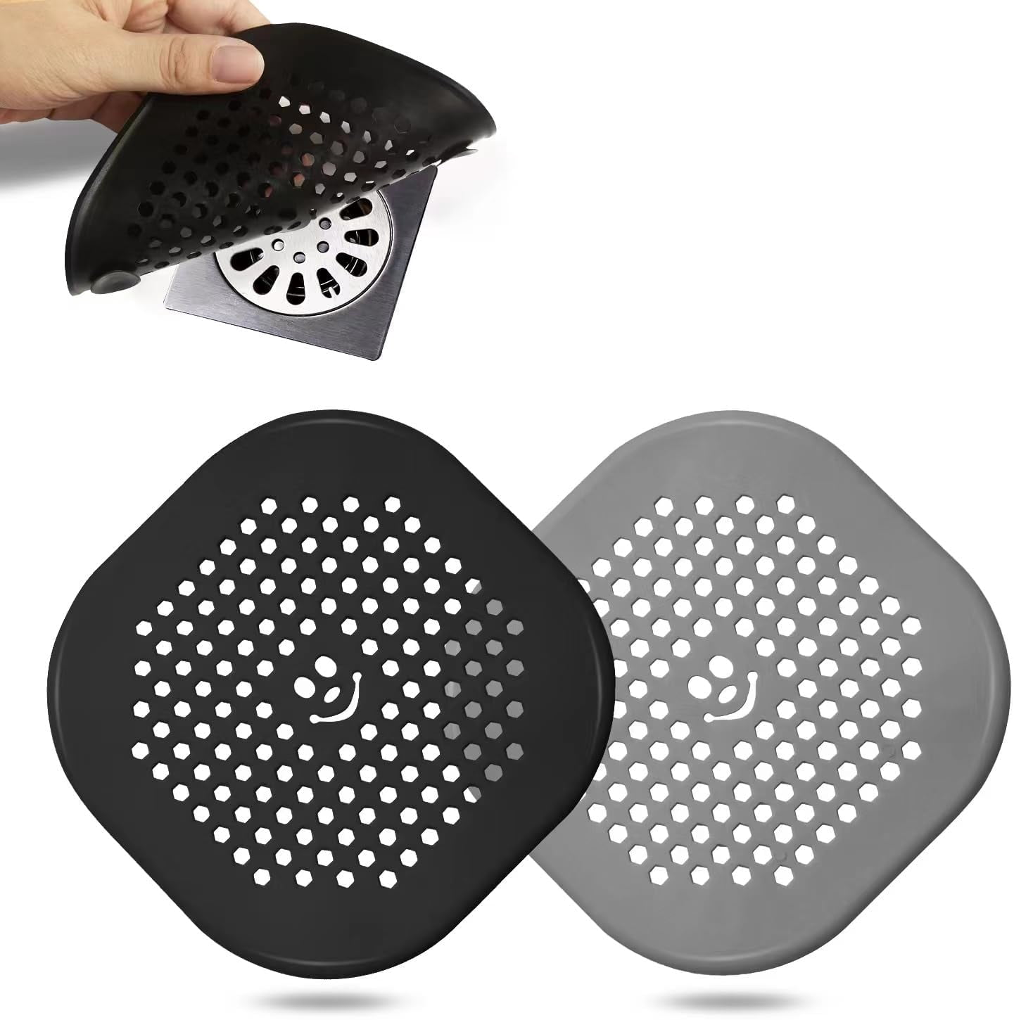 2 Pack Drain Hair Catcher Silicone Drain Protector Bathroom Accessories ...