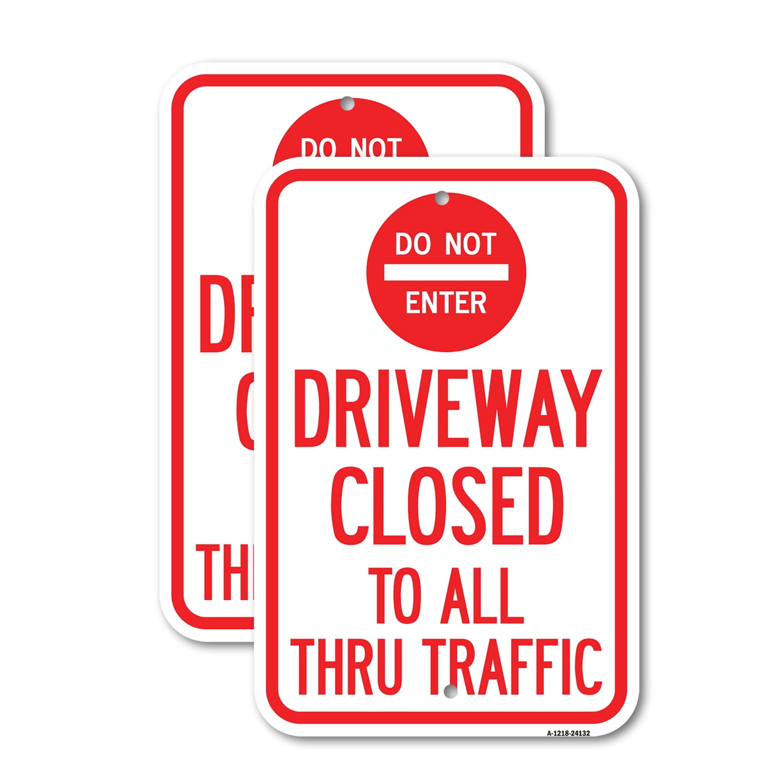 (2 Pack) Driveway Closed to All Thru Traffic with Do Not Enter Symbol ...