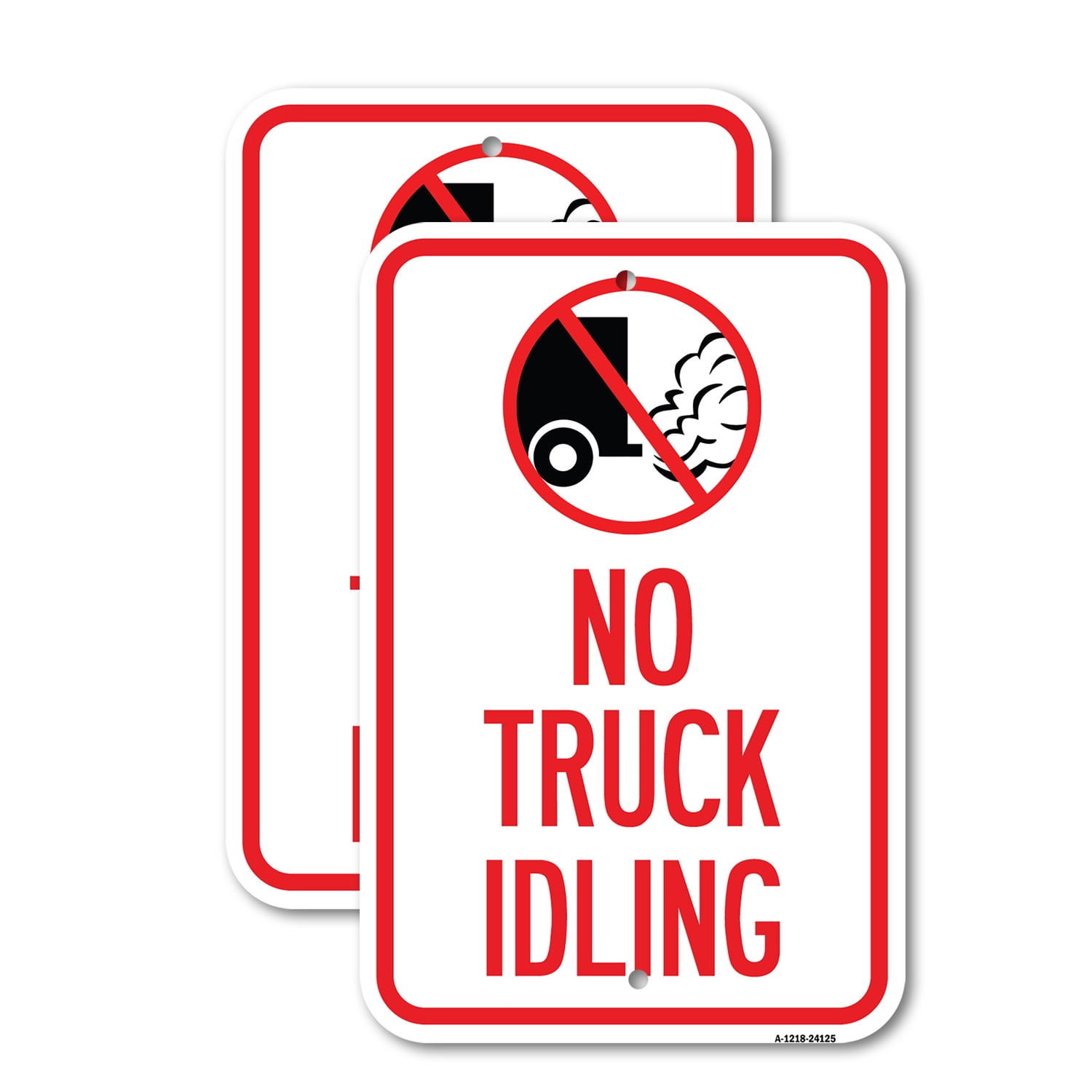 (2 Pack) Driveway Sign No Truck Idling with Graphic | 12" X 18" Heavy ...