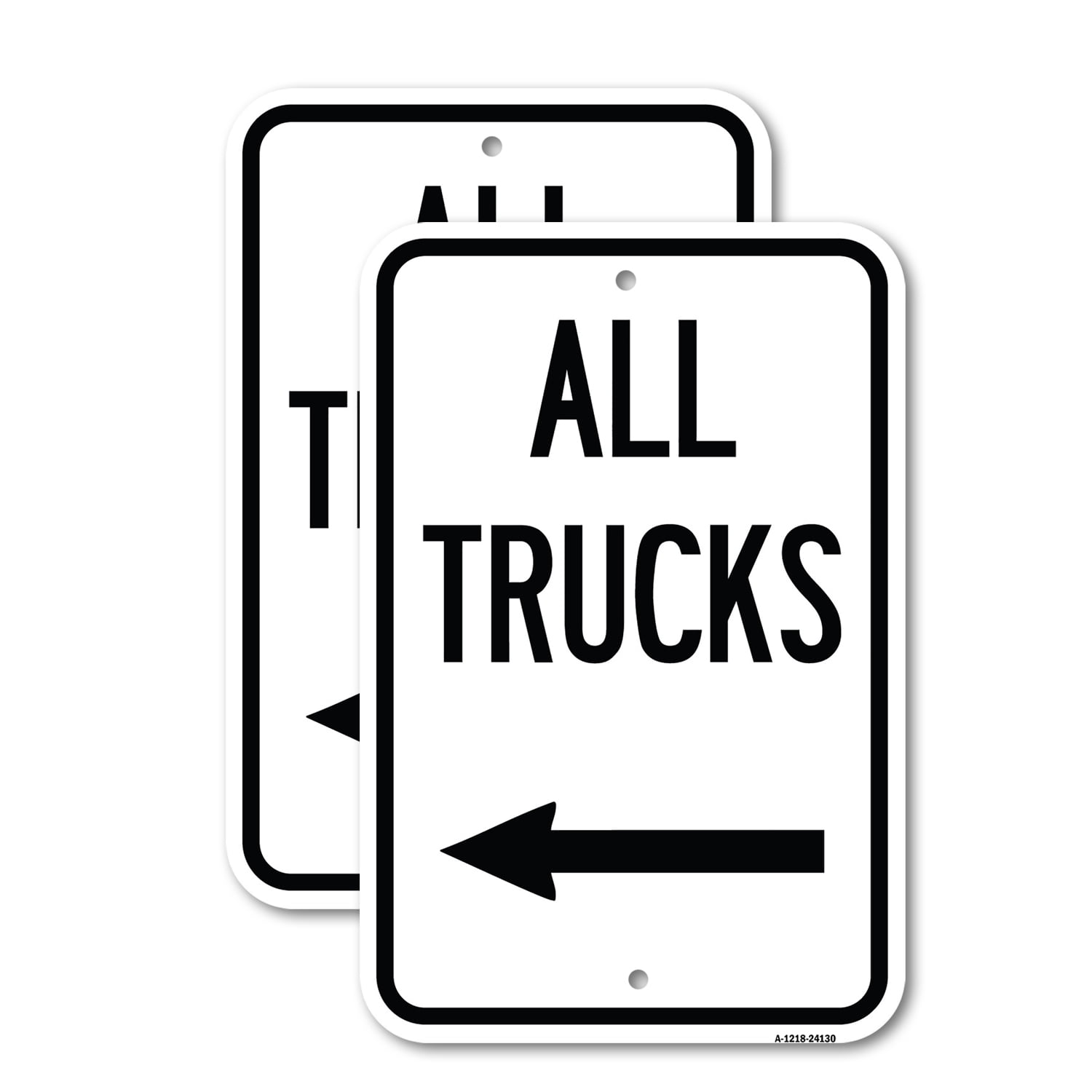 (2 Pack) Driveway Sign All Trucks with Left Arrow | 18" X 24" Heavy ...
