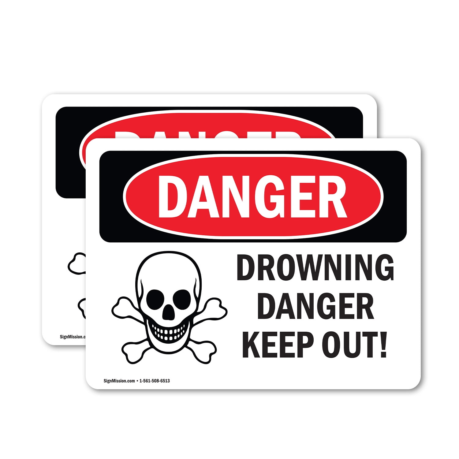 (2 Pack) Drowning Danger Keep Out! OSHA Danger Sign 7 Inch X 5 Inch ...