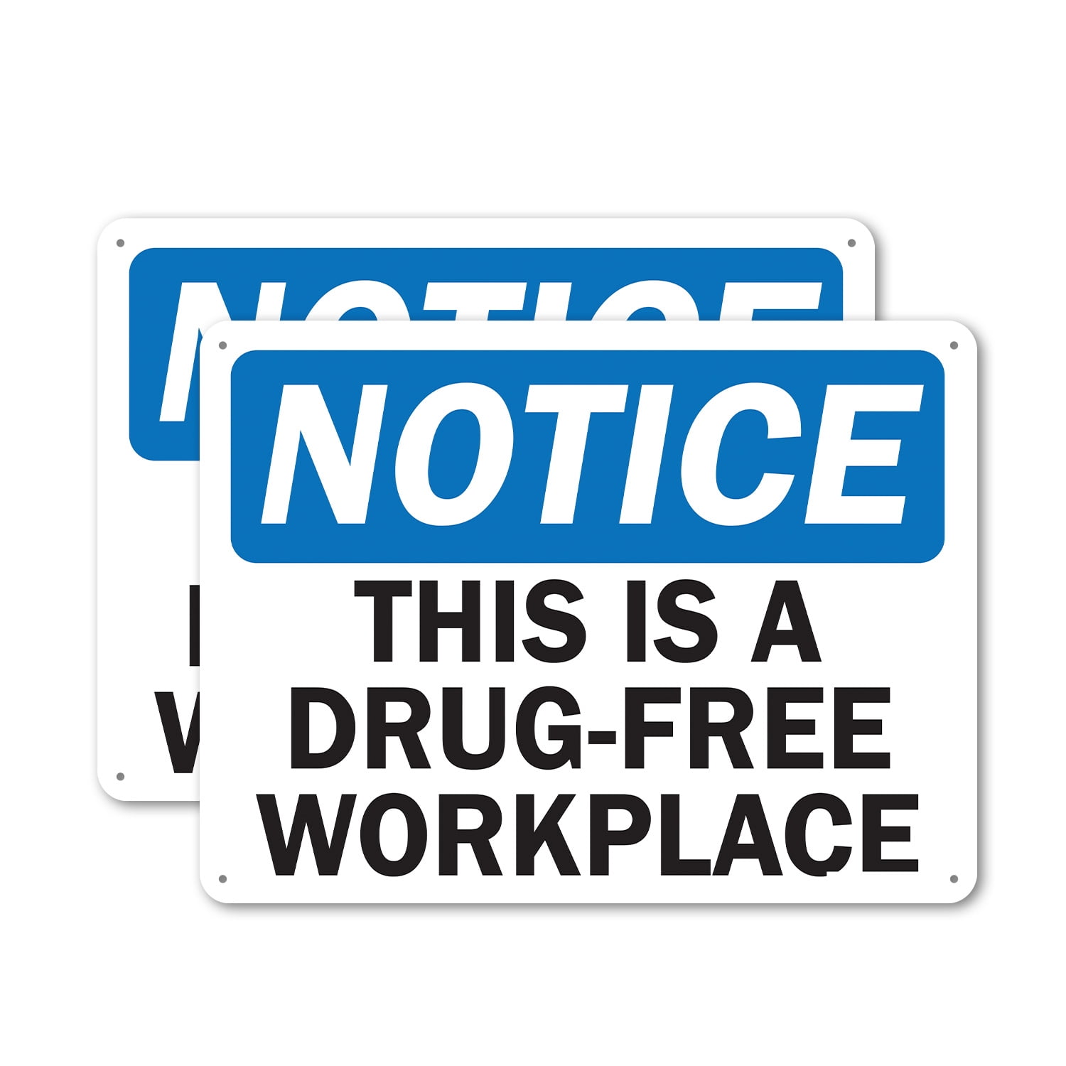 (2 Pack) Drug-Free OSHA Notice Sign 24 Inch X 18 Inch Plastic Sign ...