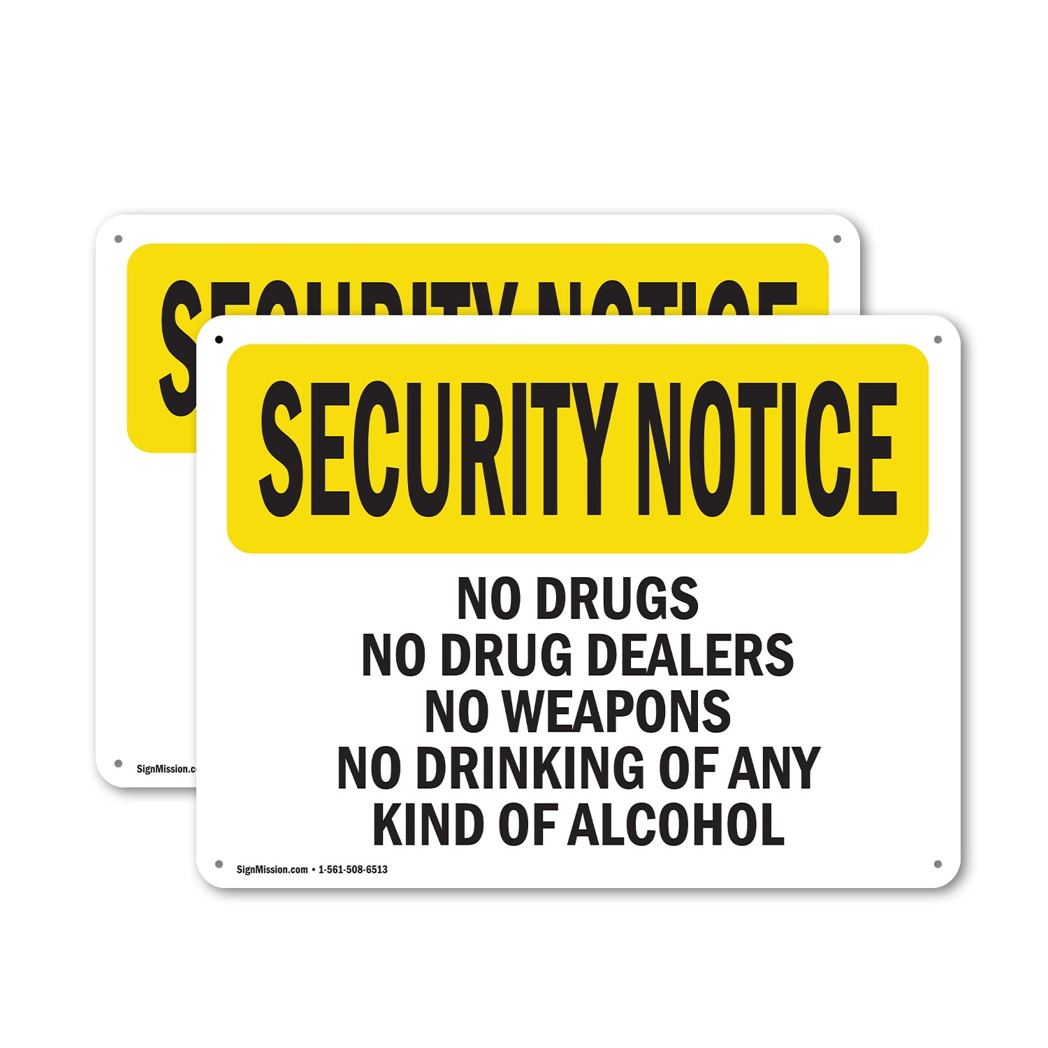 (2 Pack) No Drugs Dealers Weapons Drinking OSHA Security Notice Sign 24 ...
